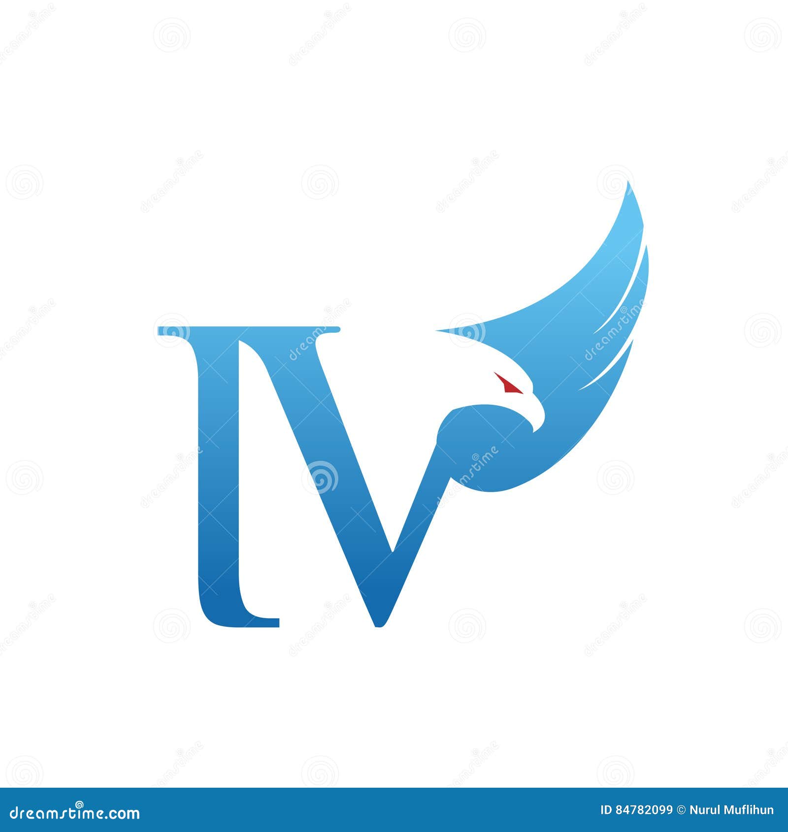 Vector Blue Hawk Initial IV Logo Stock Illustration - Illustration of ...