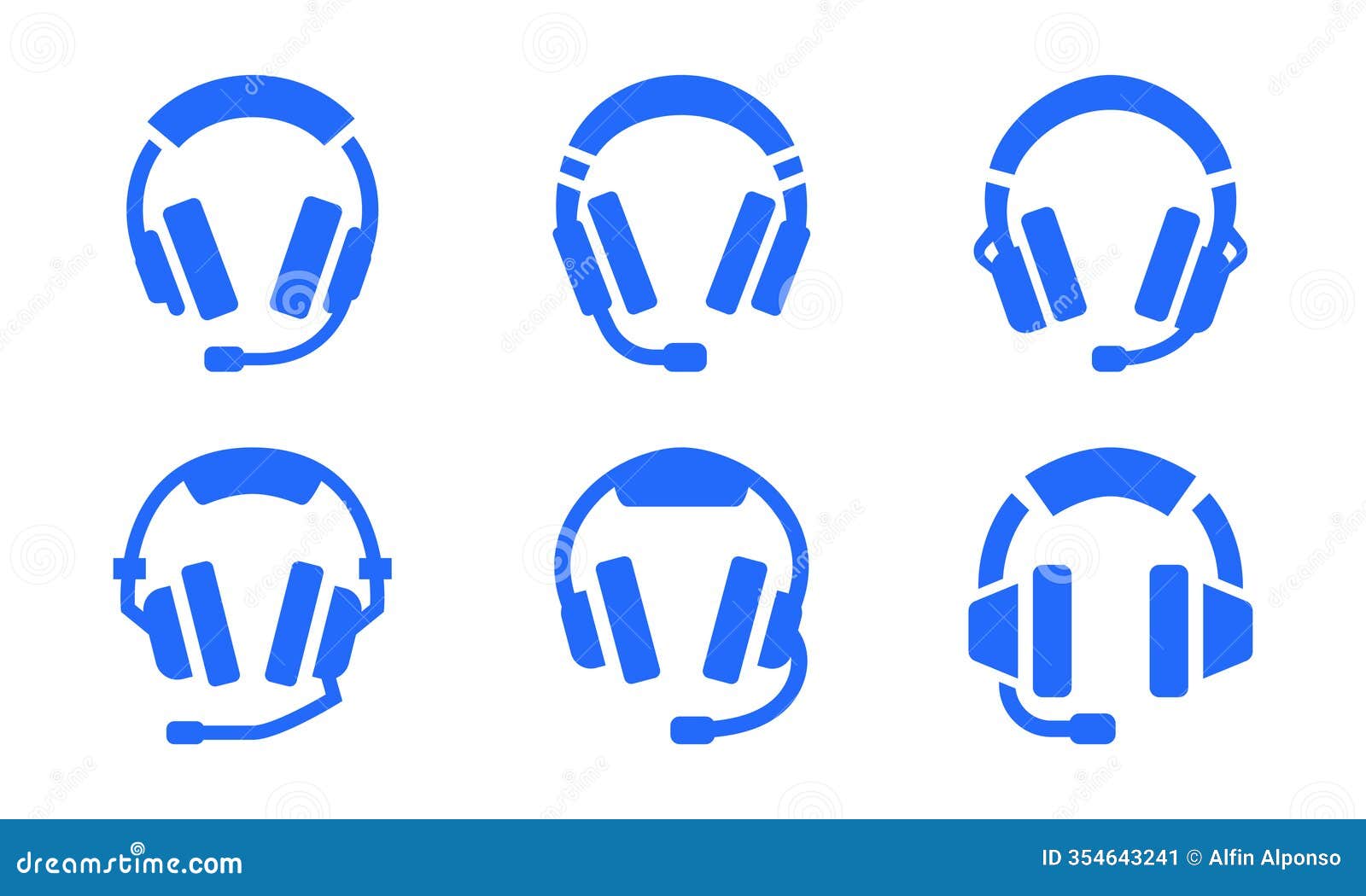 Vector Blue Headphone Icon Collection. Headphone Icon Set Stock ...