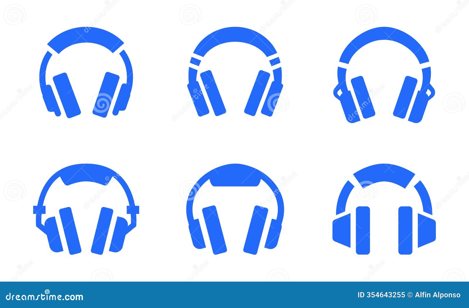 Vector Blue Headphone Icon Collection. Headphone Icon Set Stock ...