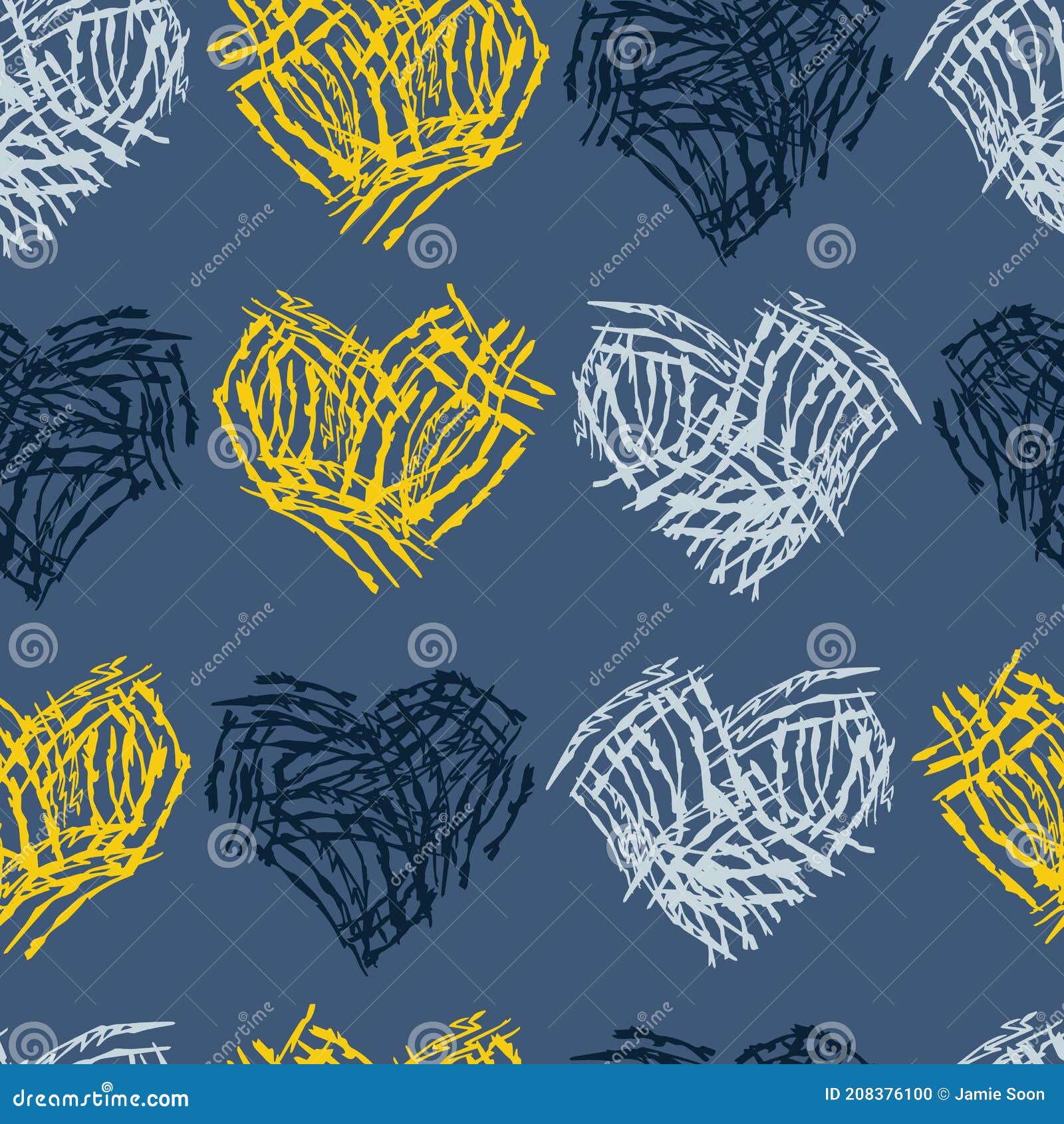 Vector Blue Heart Shaped Animal Scratch Marks Seamless Texture ...