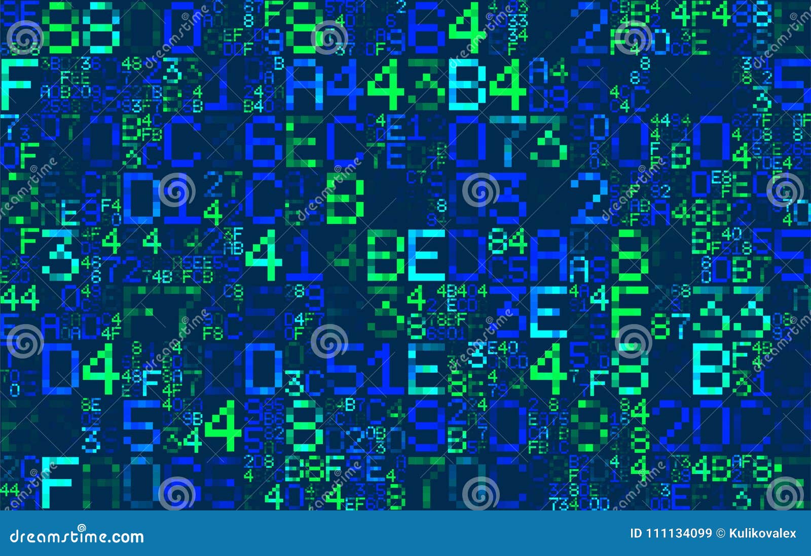 Vector Blue Hexadecimal Computer Code Abstract Matrix Background Hacker Attack Generated