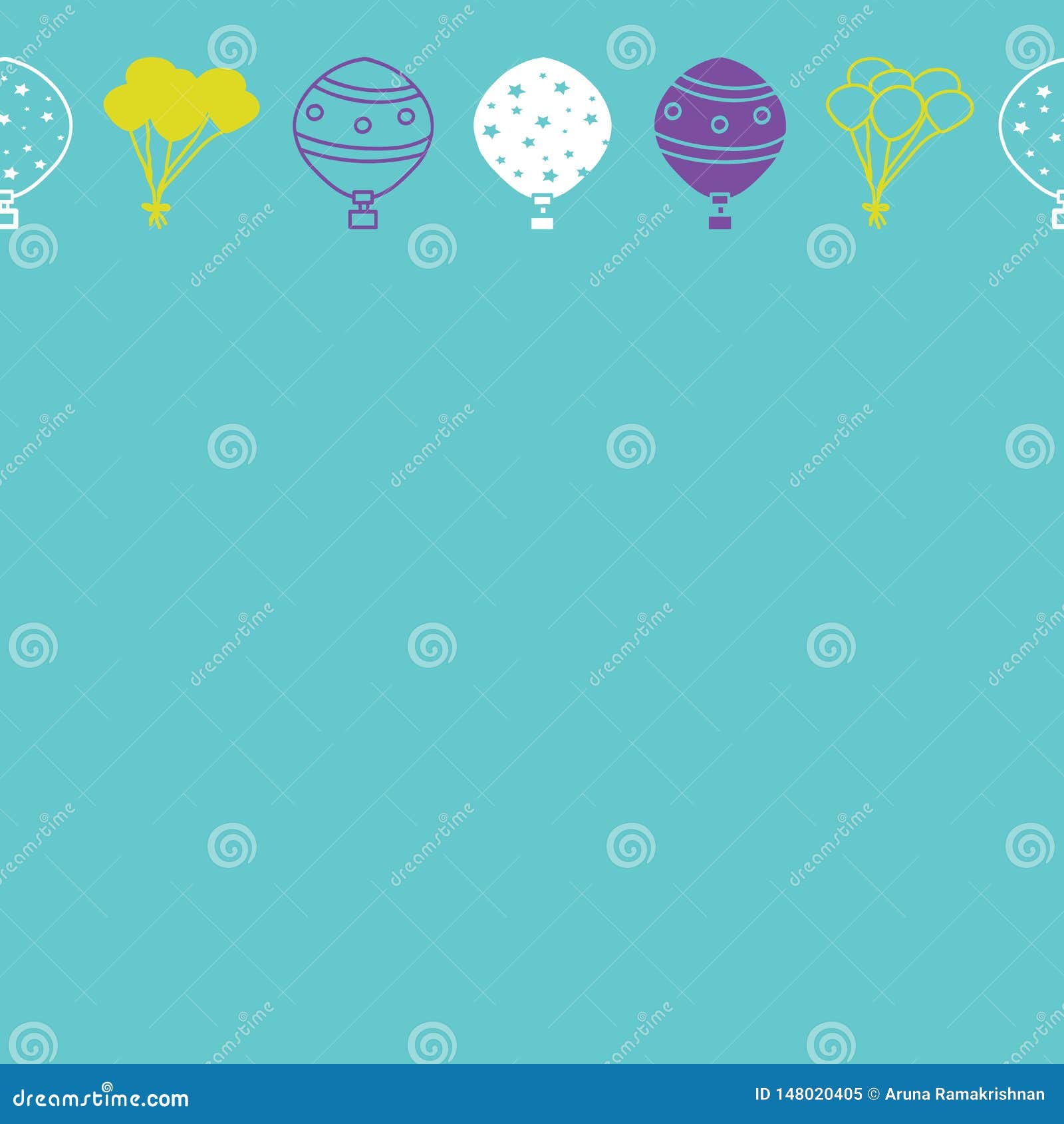 Vector Blue Horizontal Balloons Border Seamless Pattern Background ...
