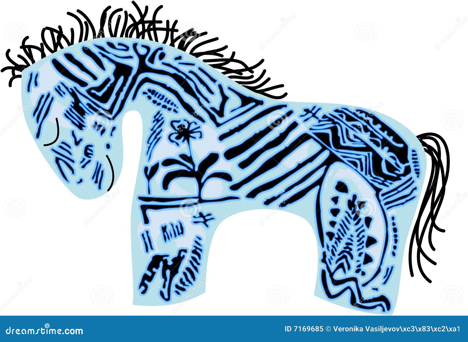 Blue Horse Cartoon Vector | CartoonDealer.com #7364871