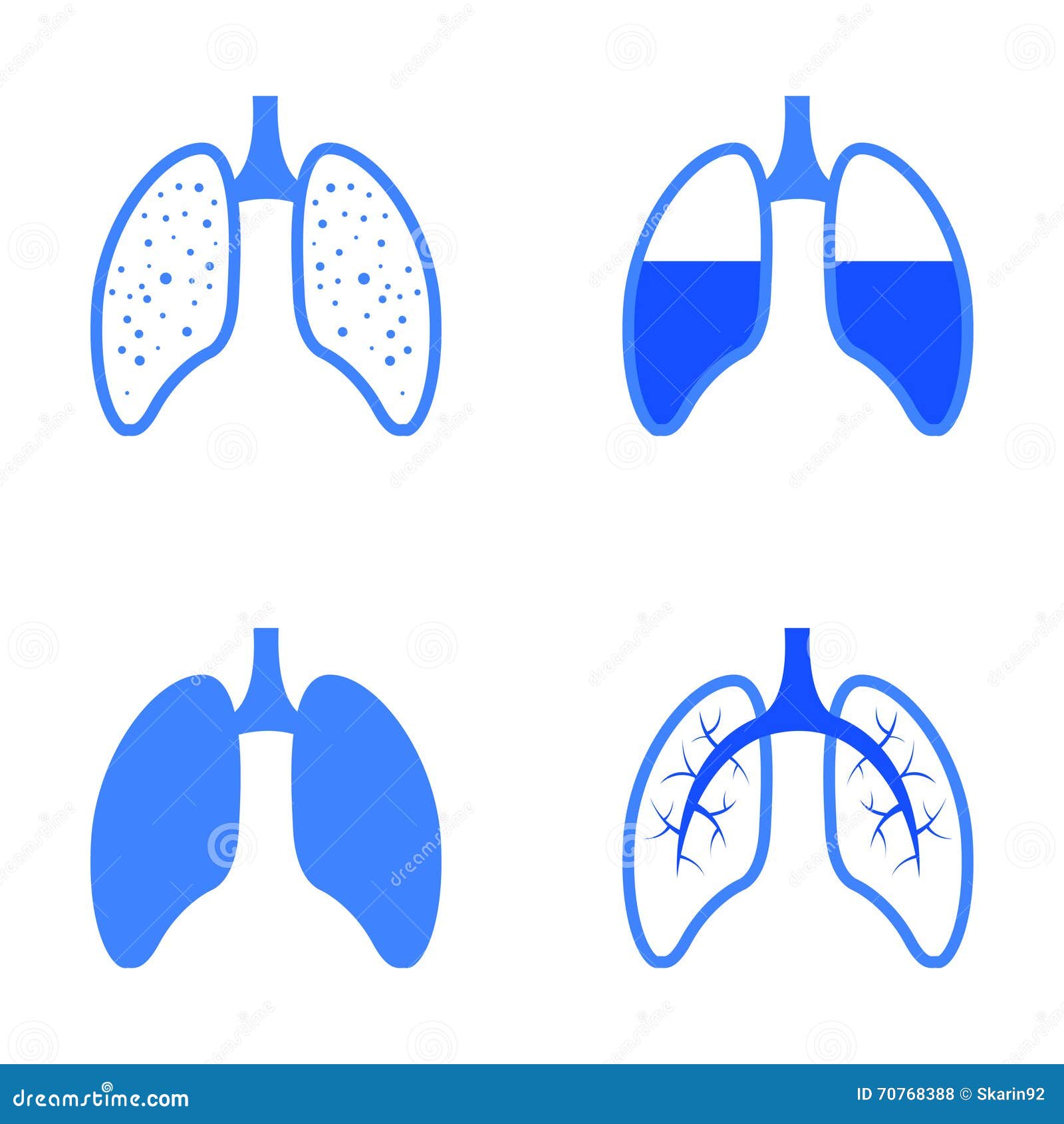 Vector Blue Human Lung Icons Set Stock Illustration - Illustration of ...
