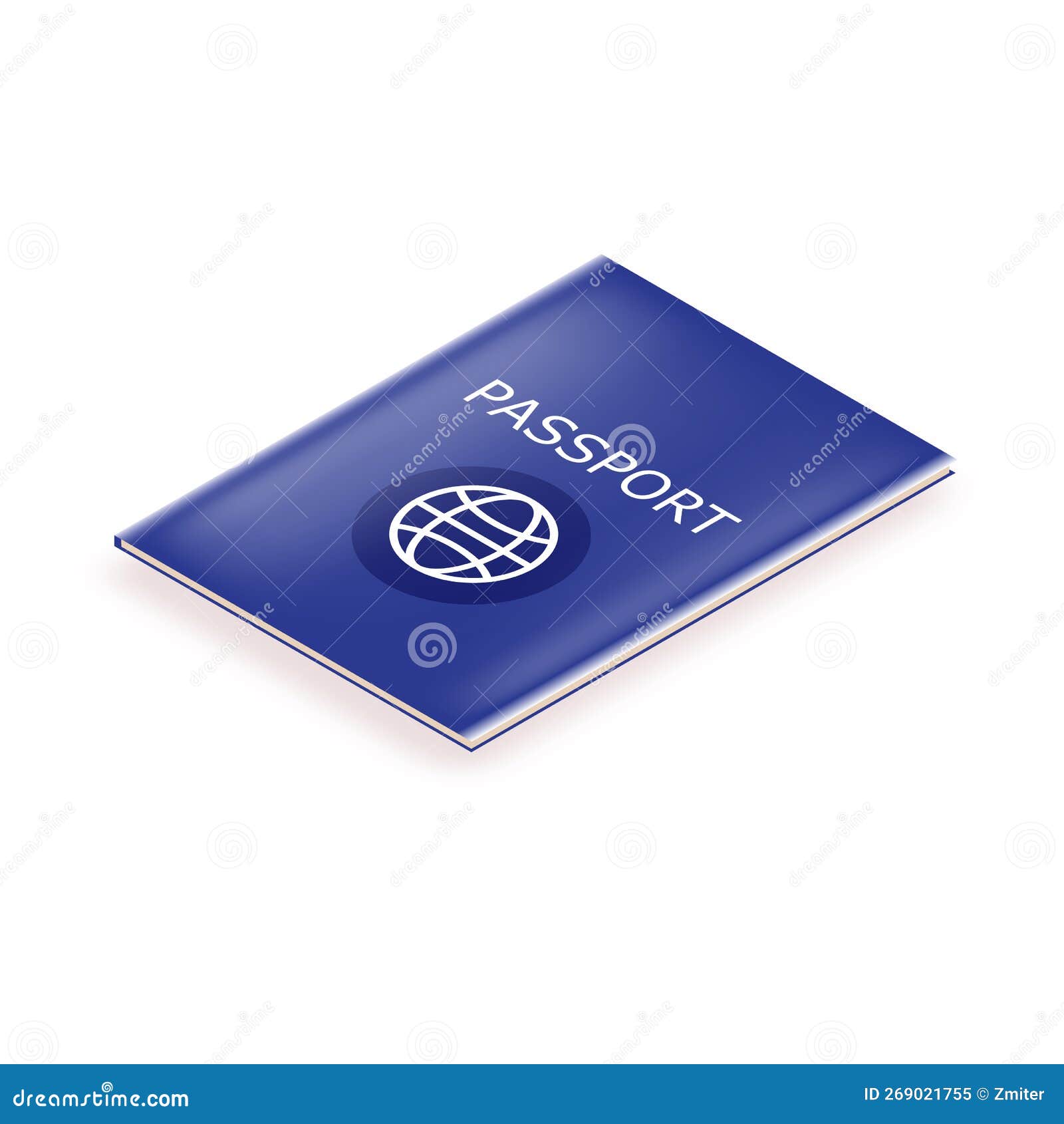Vector Blue International Passport Cover Design Template Isolated On