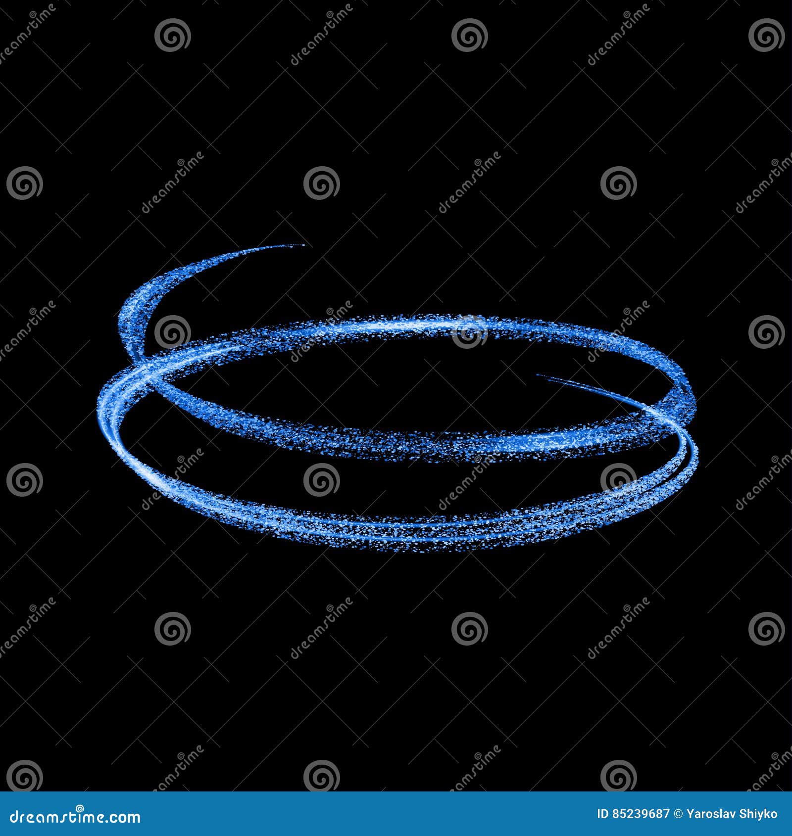 Vector Blue Light Trail Circle. Neon Glowing Fire Ring Trace. Glitter ...