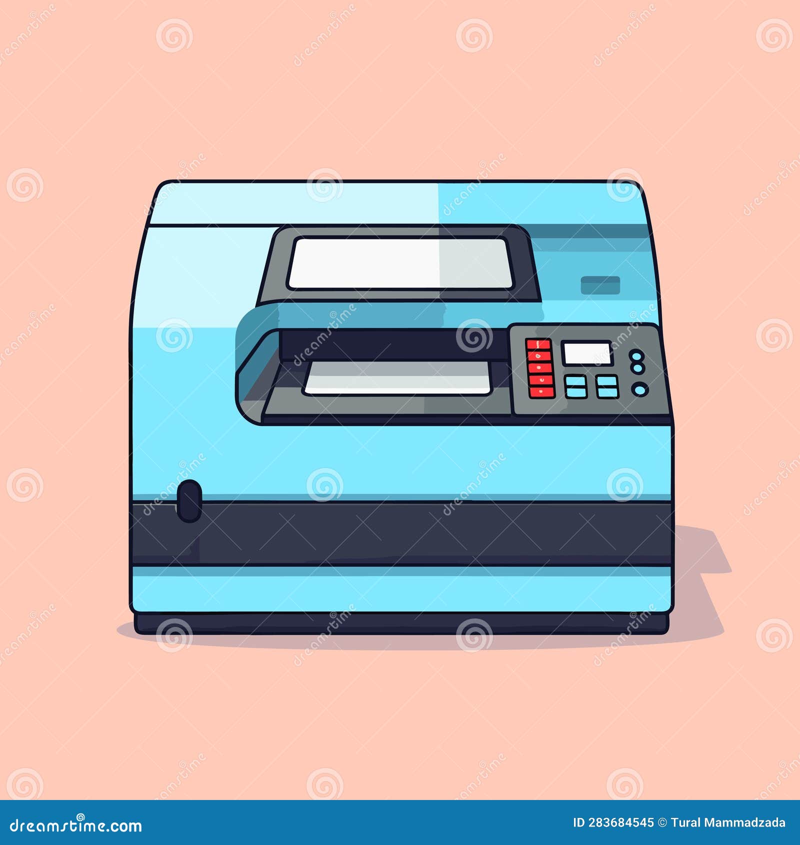 Vector of a Blue Machine with a Red Button on it Stock Vector ...