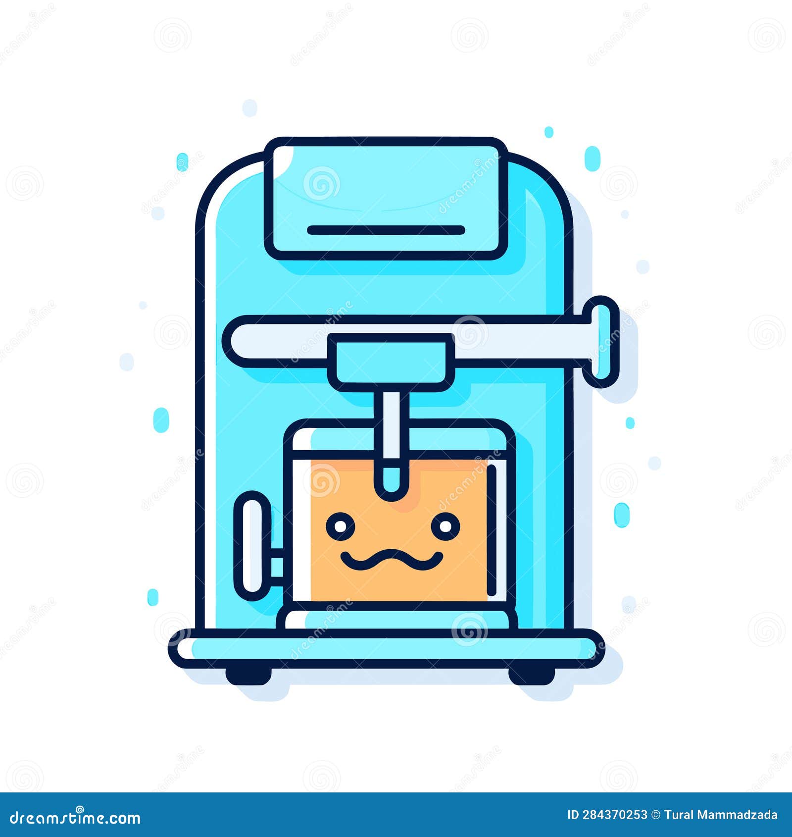 Vector of a Blue Machine with a Smiling Face Stock Vector ...