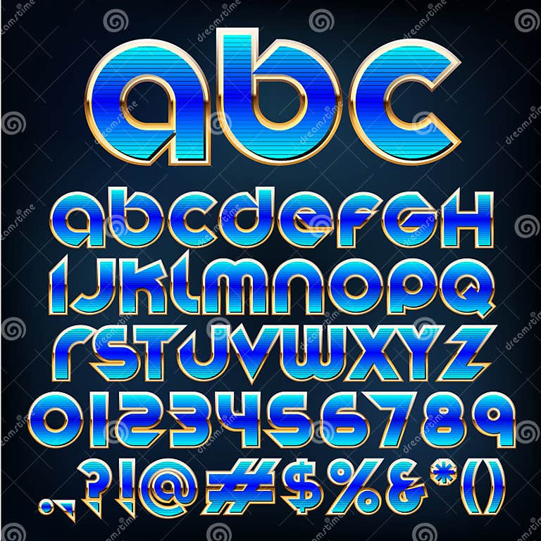 Vector blue metallic font stock vector. Illustration of shine - 35696647