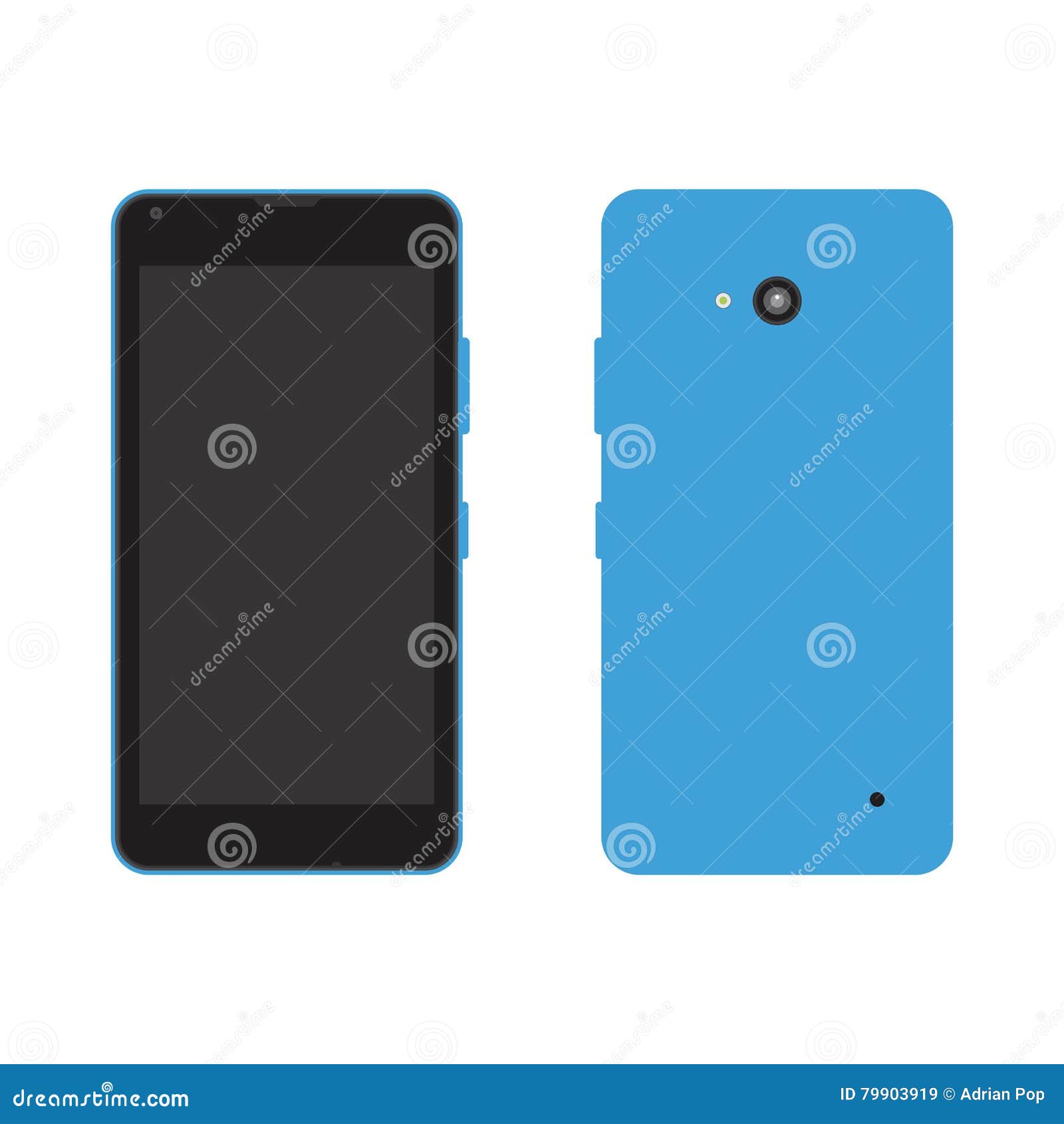 Vector Blue Mobile Phone - Front and Back Stock Vector - Illustration ...
