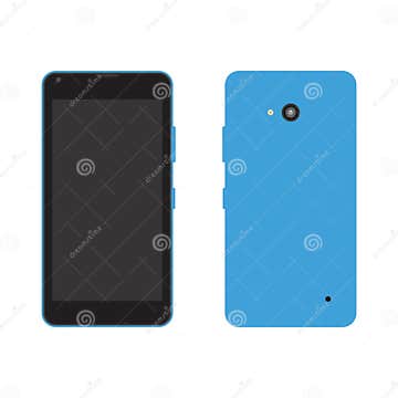 Vector Blue Mobile Phone - Front and Back Stock Vector - Illustration ...