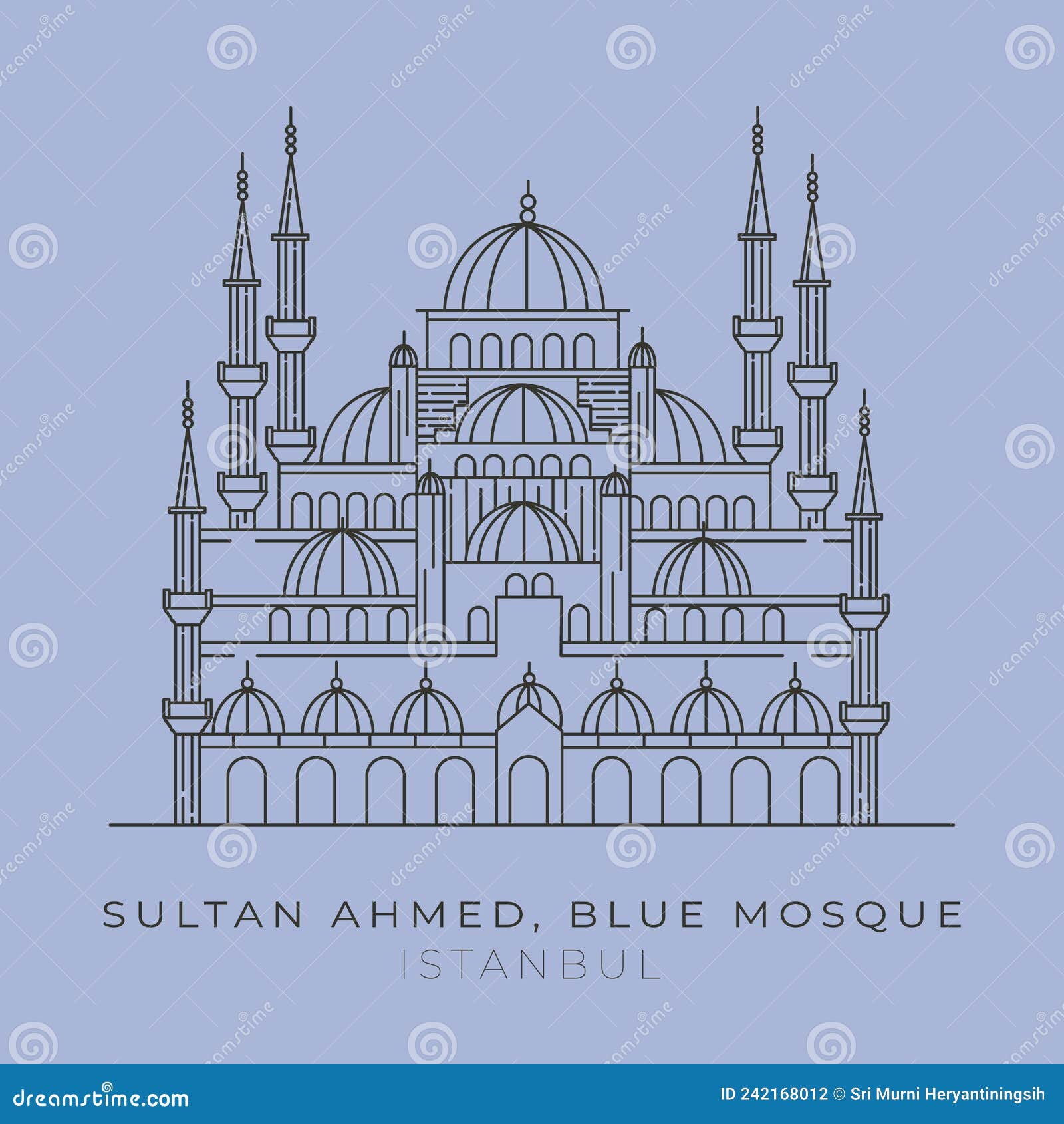 Vector Of Sultan Omar Mosque Line Art Logo Symbol Illstration Design ...