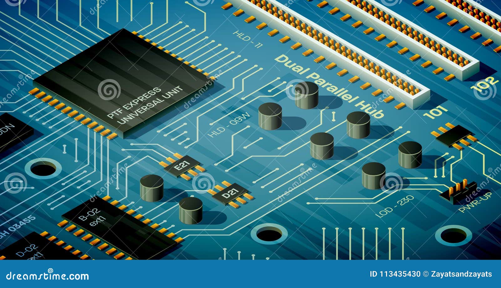 Isometric Motherboard Illustration Stock Vector - Illustration of clean ...