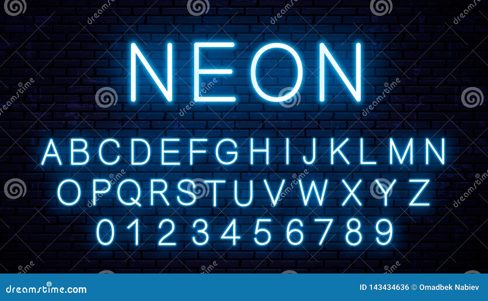 Blue neon english letters stock vector. Illustration of background ...