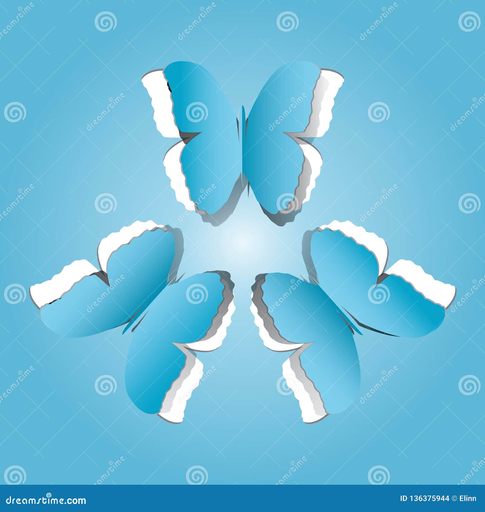 Vector Blue Paper-cut Butterflies Illustration Stock Vector ...