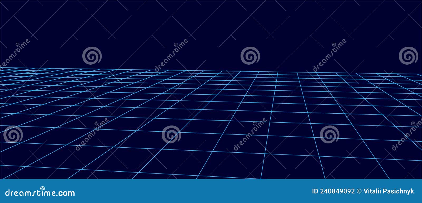 Vector Blue Perspective Grid. Digital Cyberspace. Network Connection ...