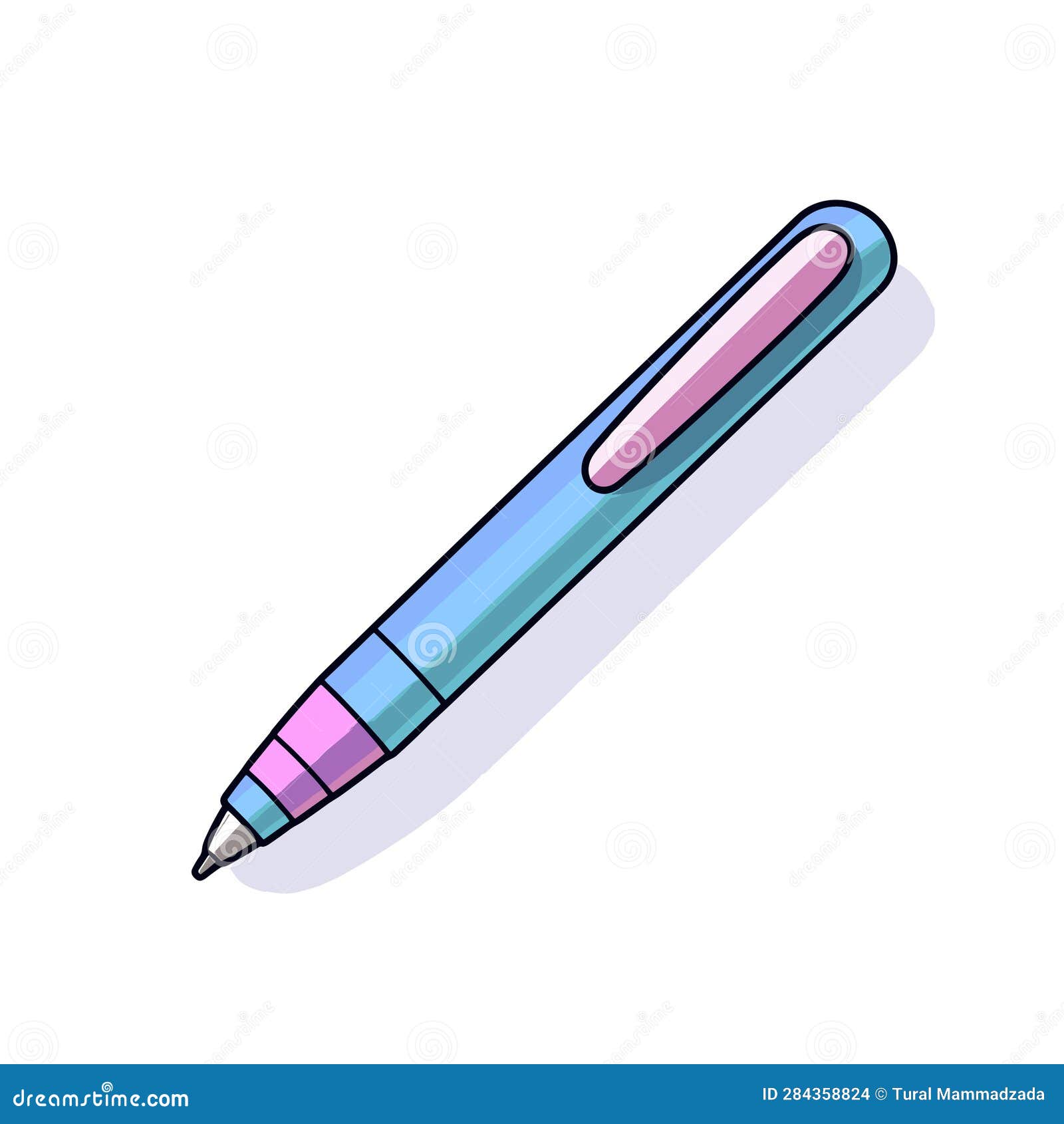 Vector of a Blue and Pink Pen on a White Background Stock Vector ...