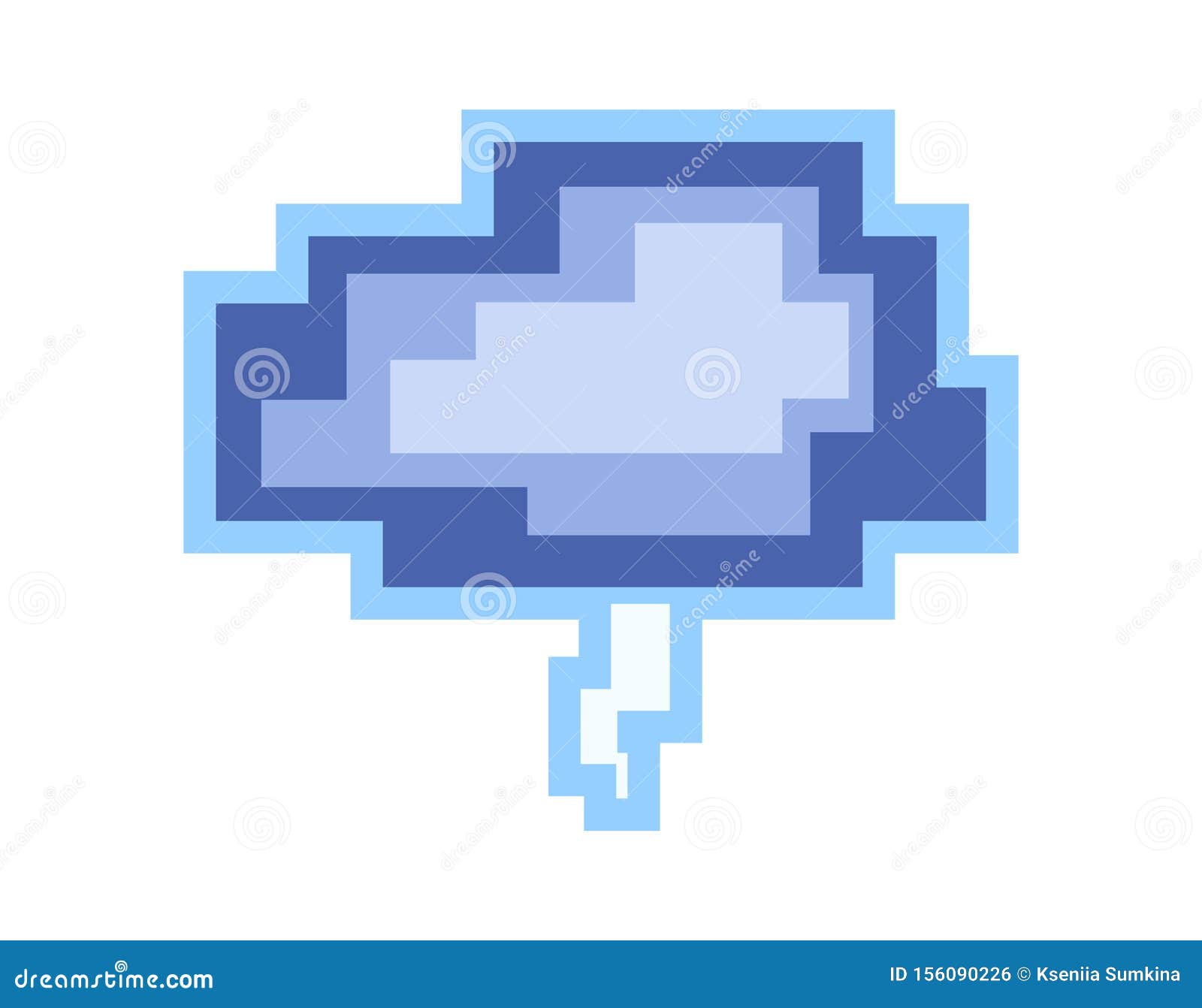 Vector Blue Pixel Art Cloud with Thunderbolt Stock Illustration ...