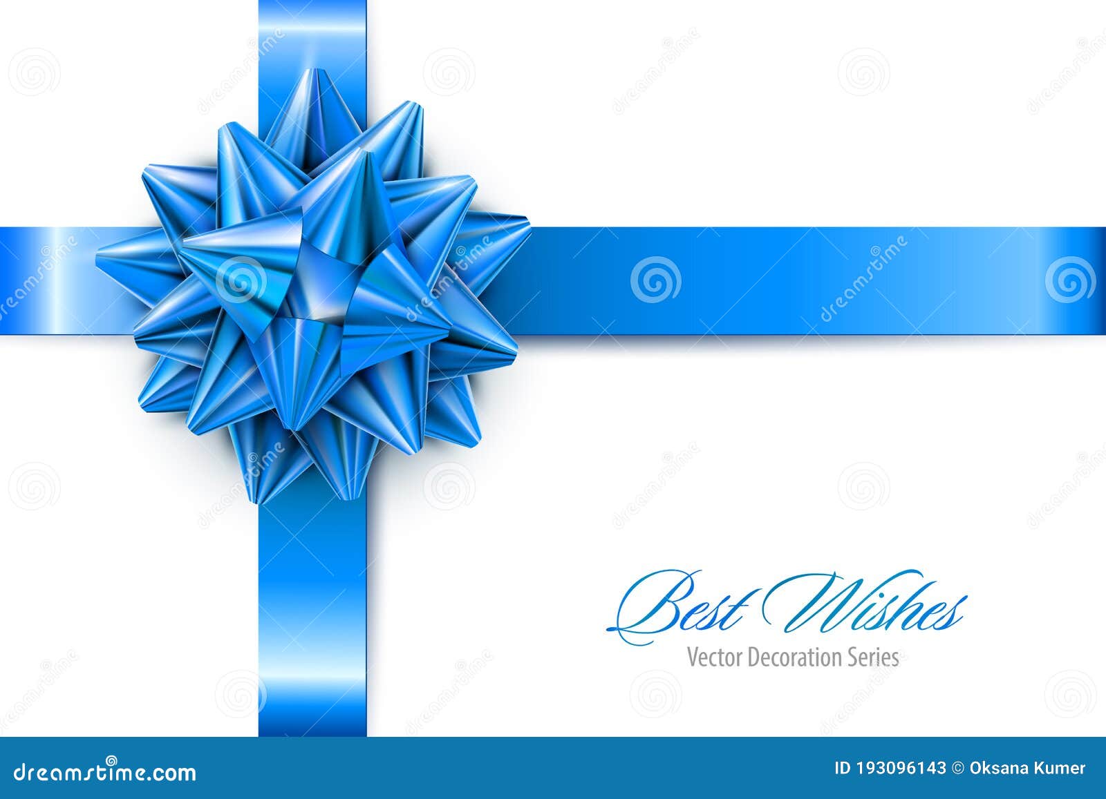 Vector Blue Realistic Bow With Ribbons Isolated On White Background ...