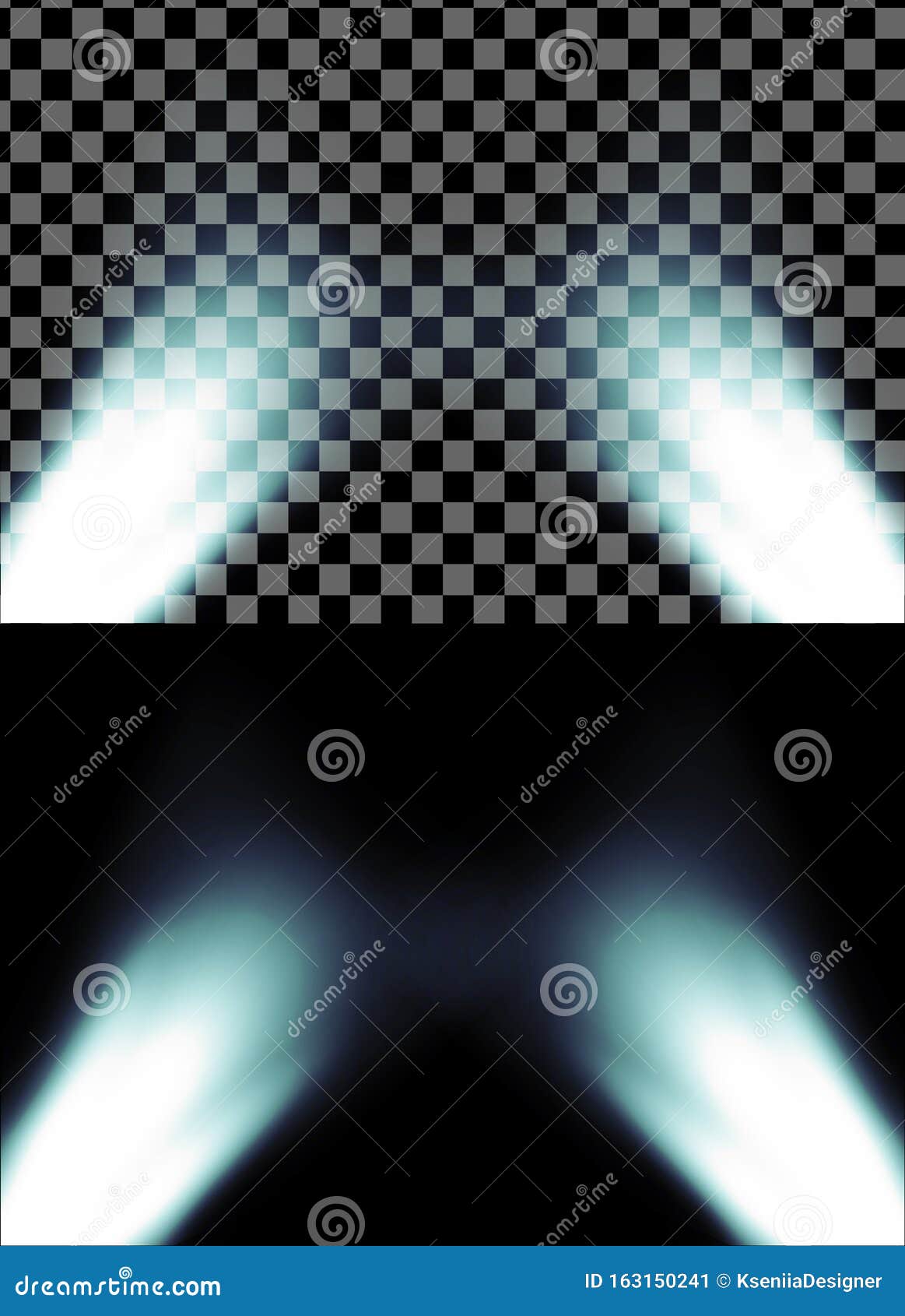Vector Blue Realistic Rays of Light. Bright Stage Lighting Stock Vector ...