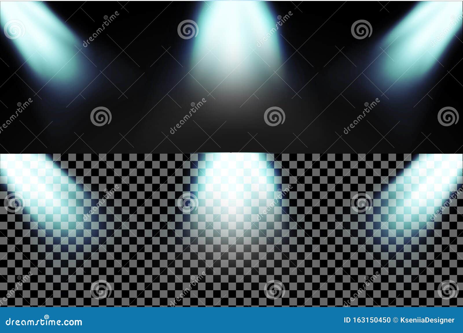 Vector Blue Realistic Rays of Light. Bright Stage Lighting Stock ...