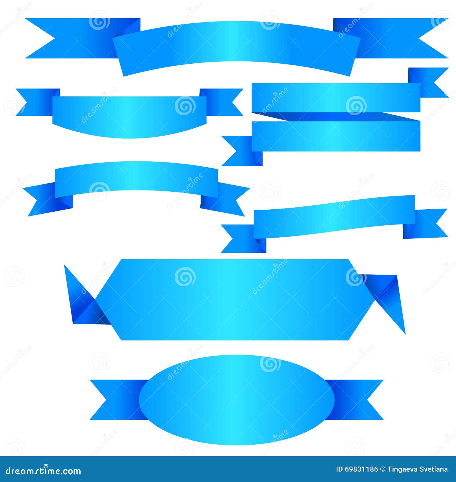 Vector Blue Ribbon Banner Flat Collection Stock Illustration ...