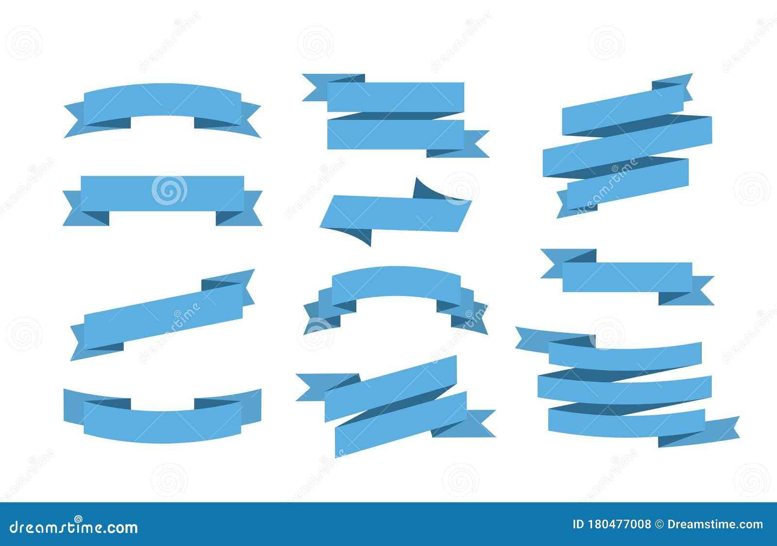 Vector Blue Flat Ribbons Set. Stock Vector - Illustration of graphic ...