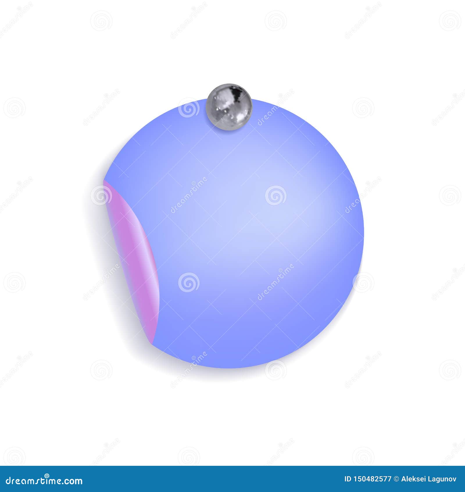Vector Blue Round Shape Sticker Attached by Realistic Metallic Silver ...