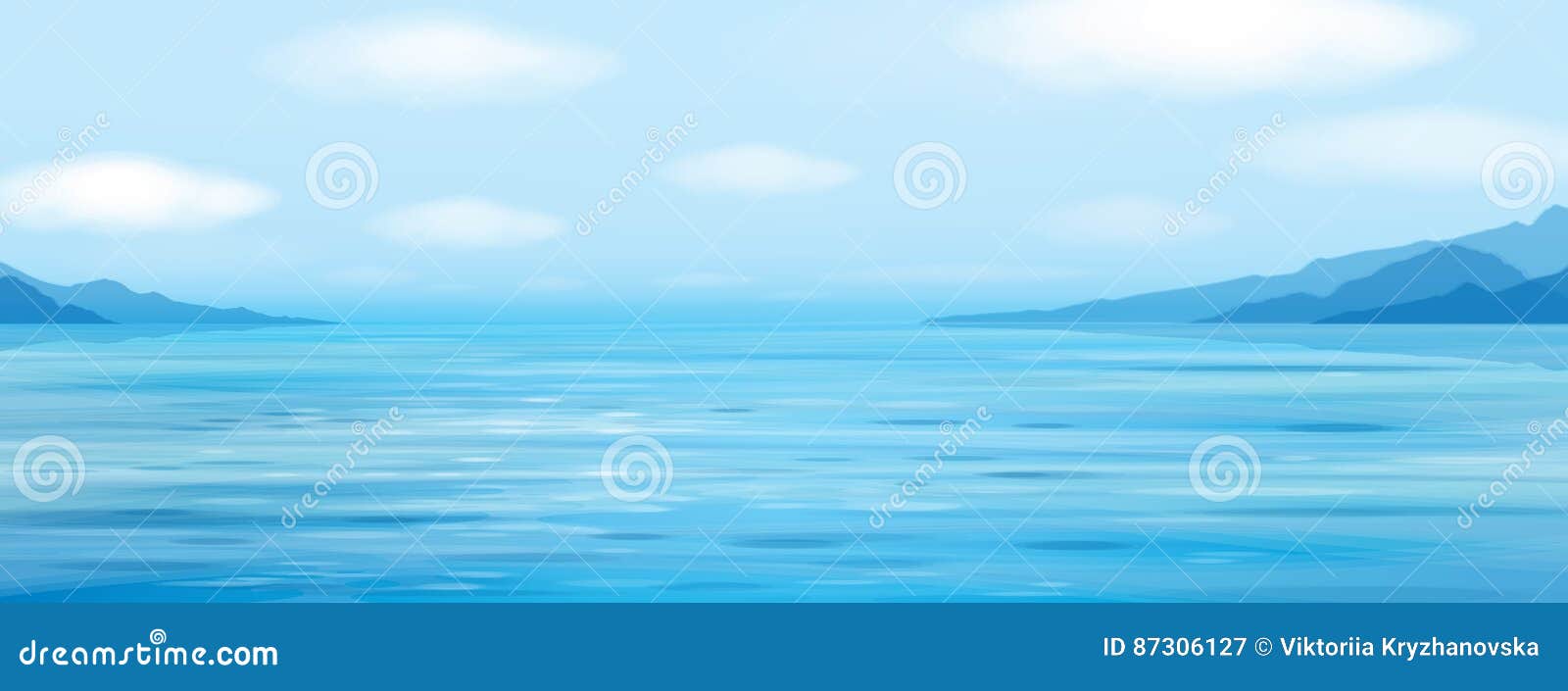 Vector Blue Sea Background. Stock Vector - Illustration of beach, shore ...