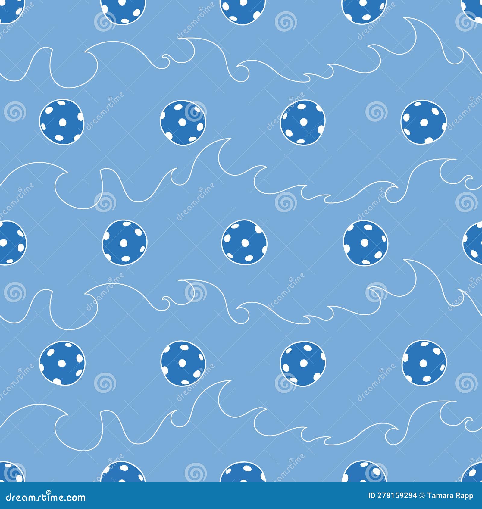 Vector Blue Seamless Pattern Background: Beach Ball Dance. Stock Vector ...