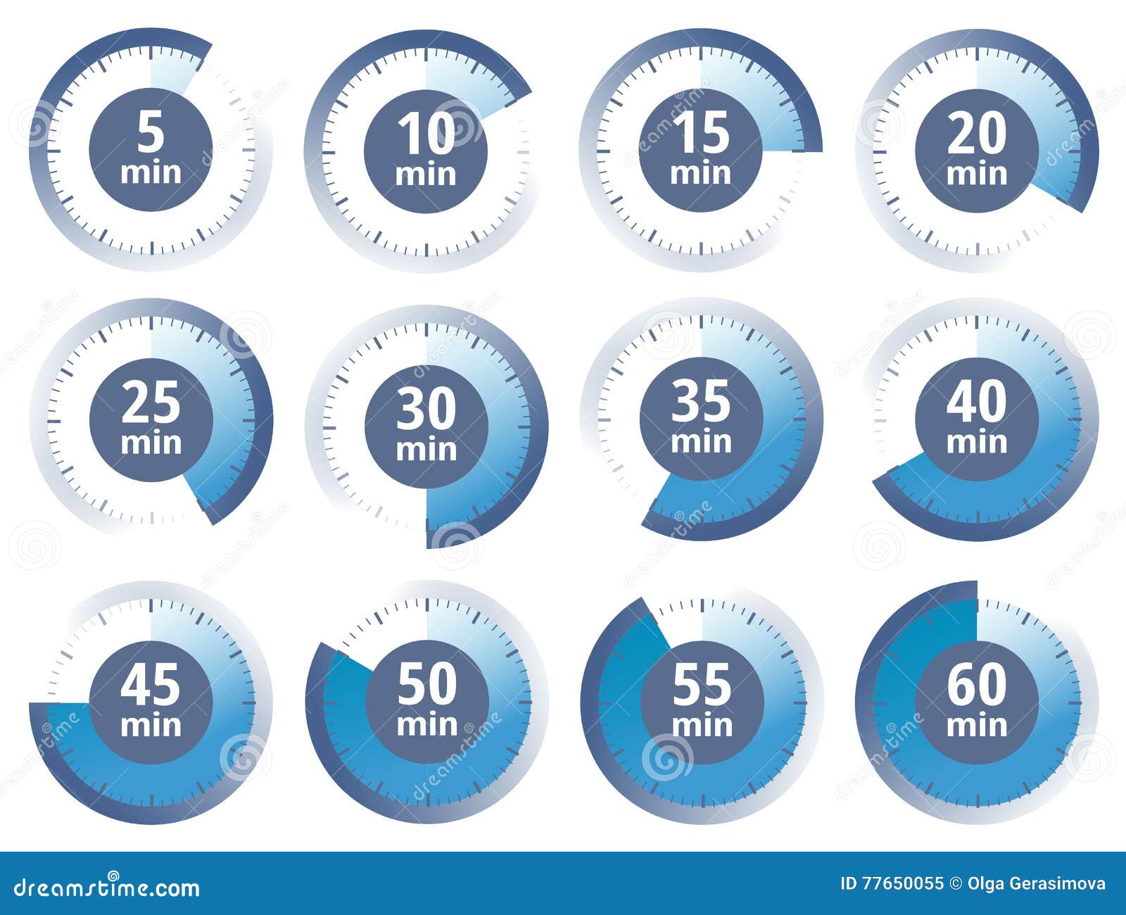 Vector blue set of timers stock vector. Illustration of digital - 77650055