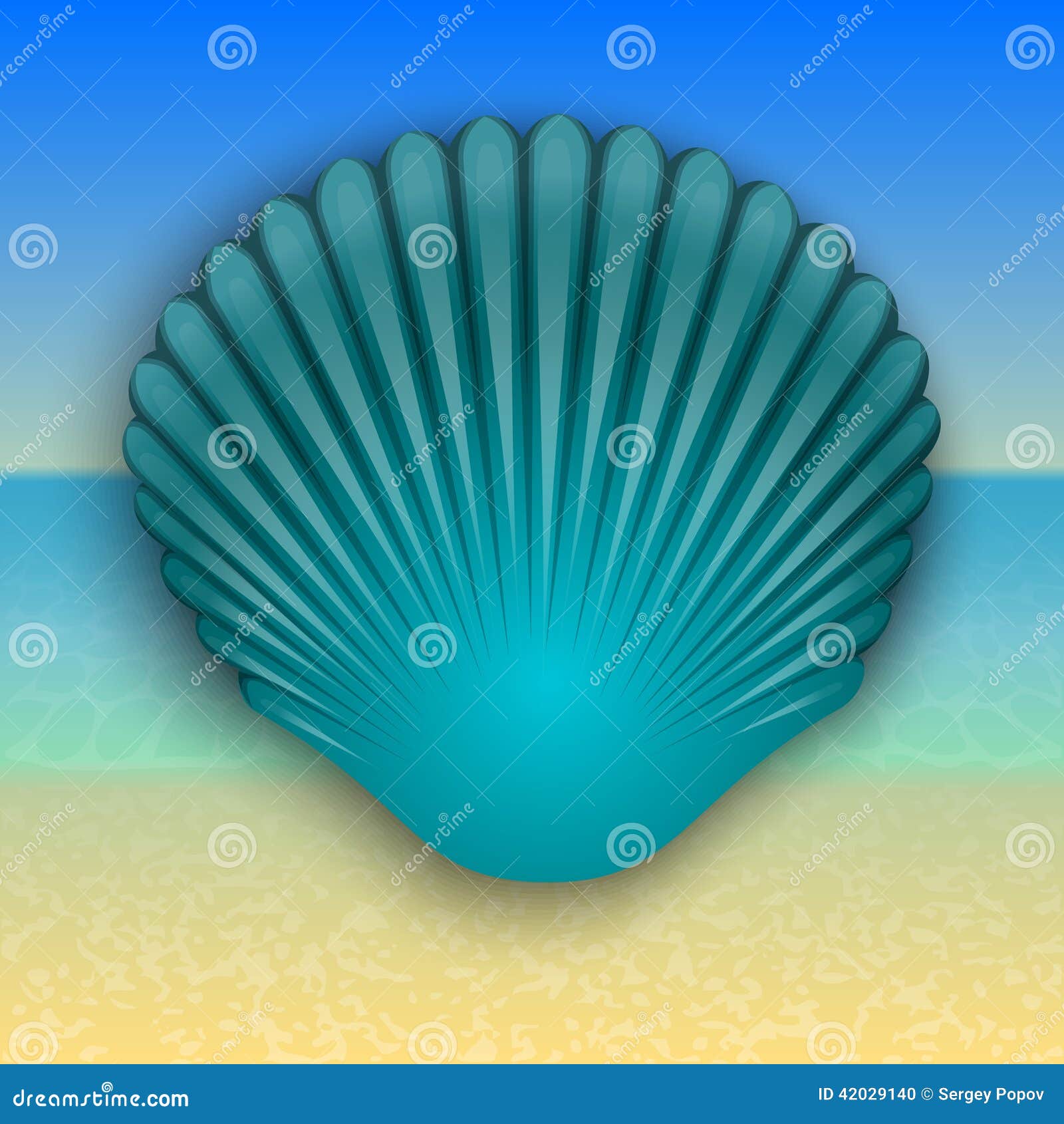 Vector Blue Shell Illustration on the Summer Sea Stock Vector ...