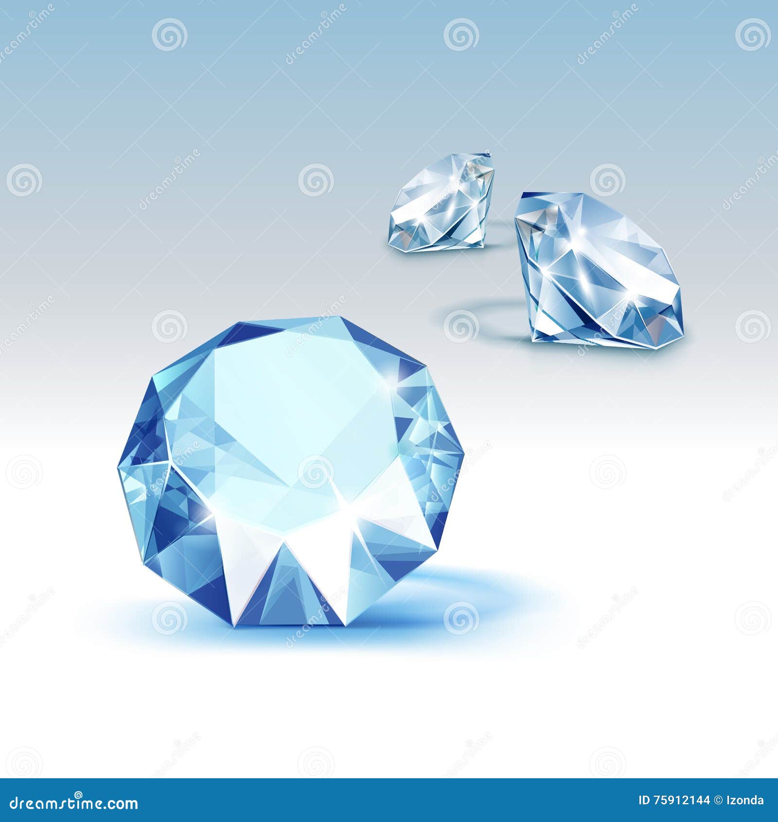 Vector Blue Shiny Clear Diamonds Close Up Stock Illustration ...