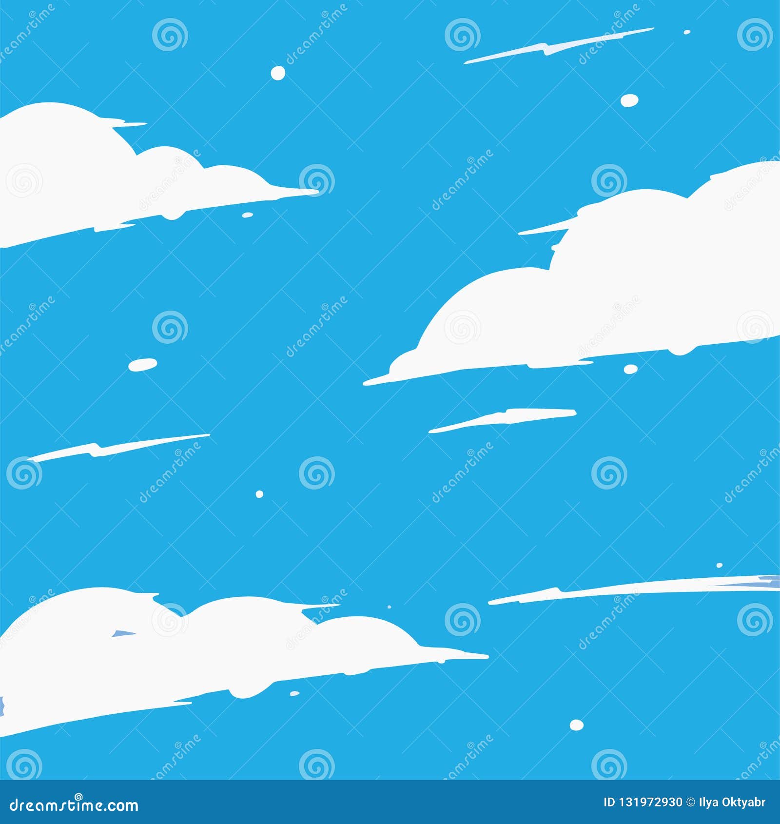 Vector Blue Sky Clouds. Hand Drawn Vector Illustration Stock ...