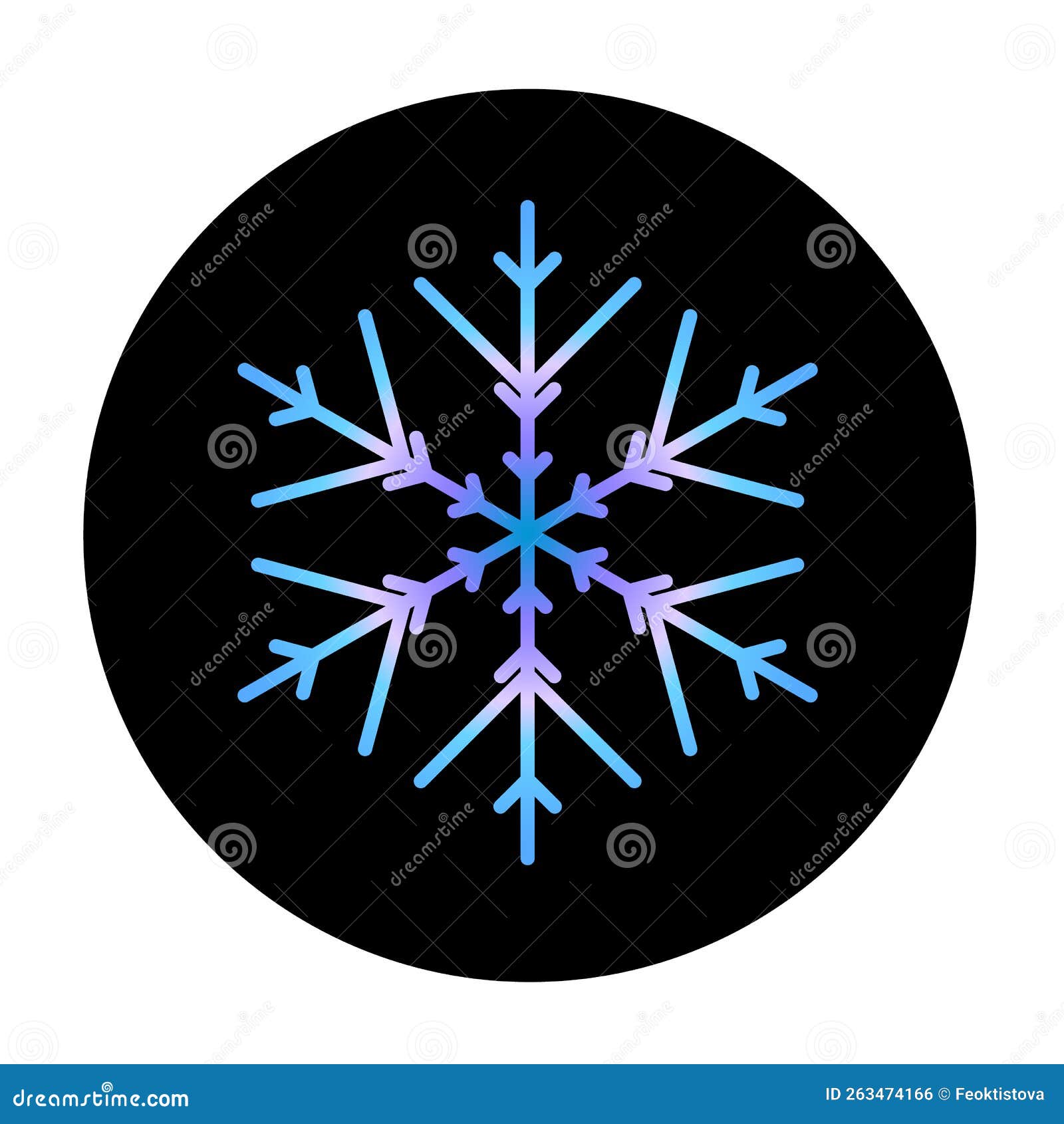 Vector Blue Snowflake at Round Background Icon. Illustration for Web ...