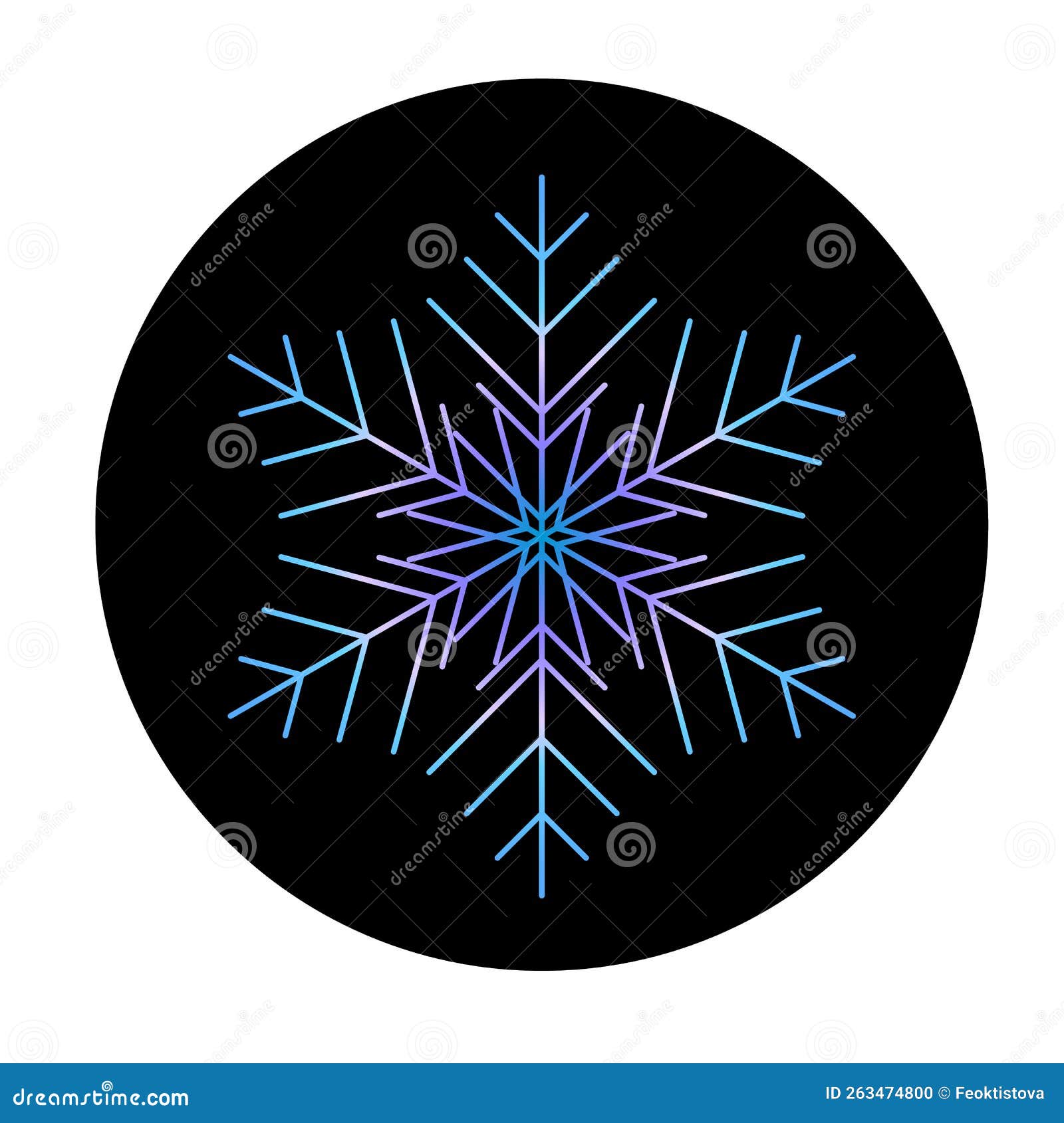 Vector Blue Snowflake at Round Background Icon. Illustration for Web ...