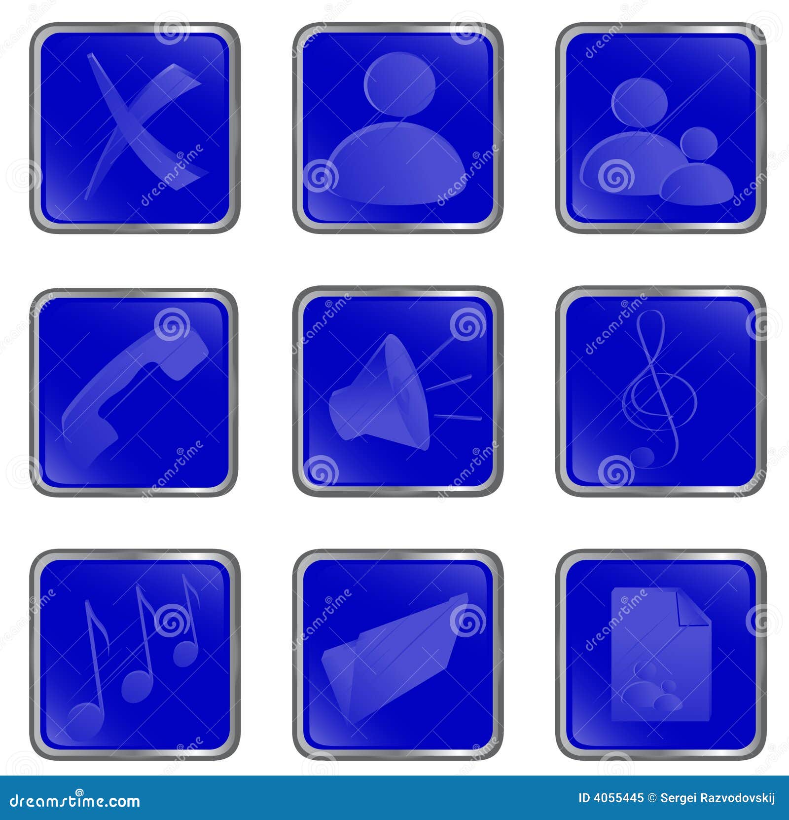 Vector Blue Square Web Buttons Stock Vector - Illustration of computer ...