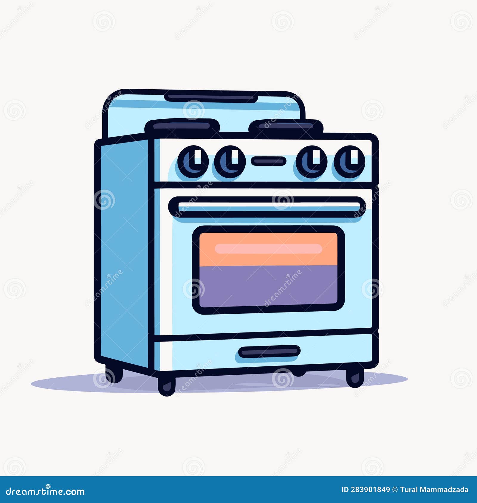 Vector of a Blue Stove with Two Burners on Top Stock Vector ...