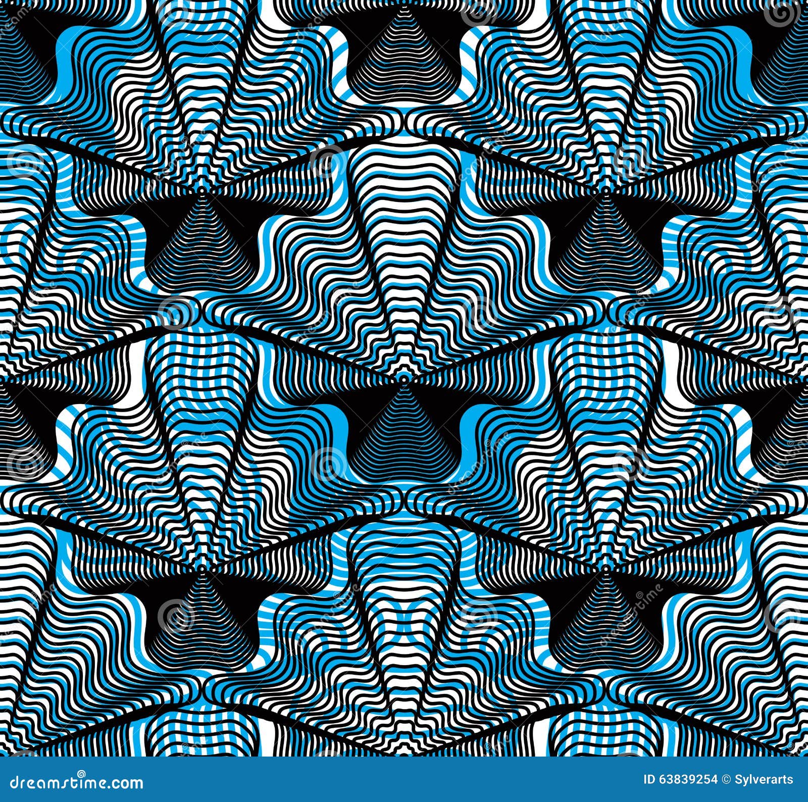 Vector Blue Stripy Endless Overlay Pattern, Art Continuous Geo Stock ...