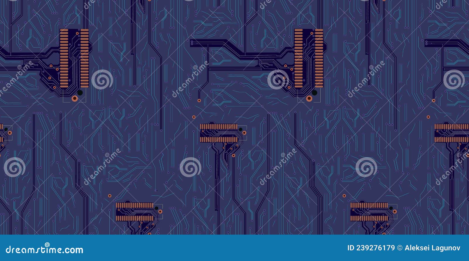 Vector Blue Technology Background, Seamless Pattern Template Stock ...