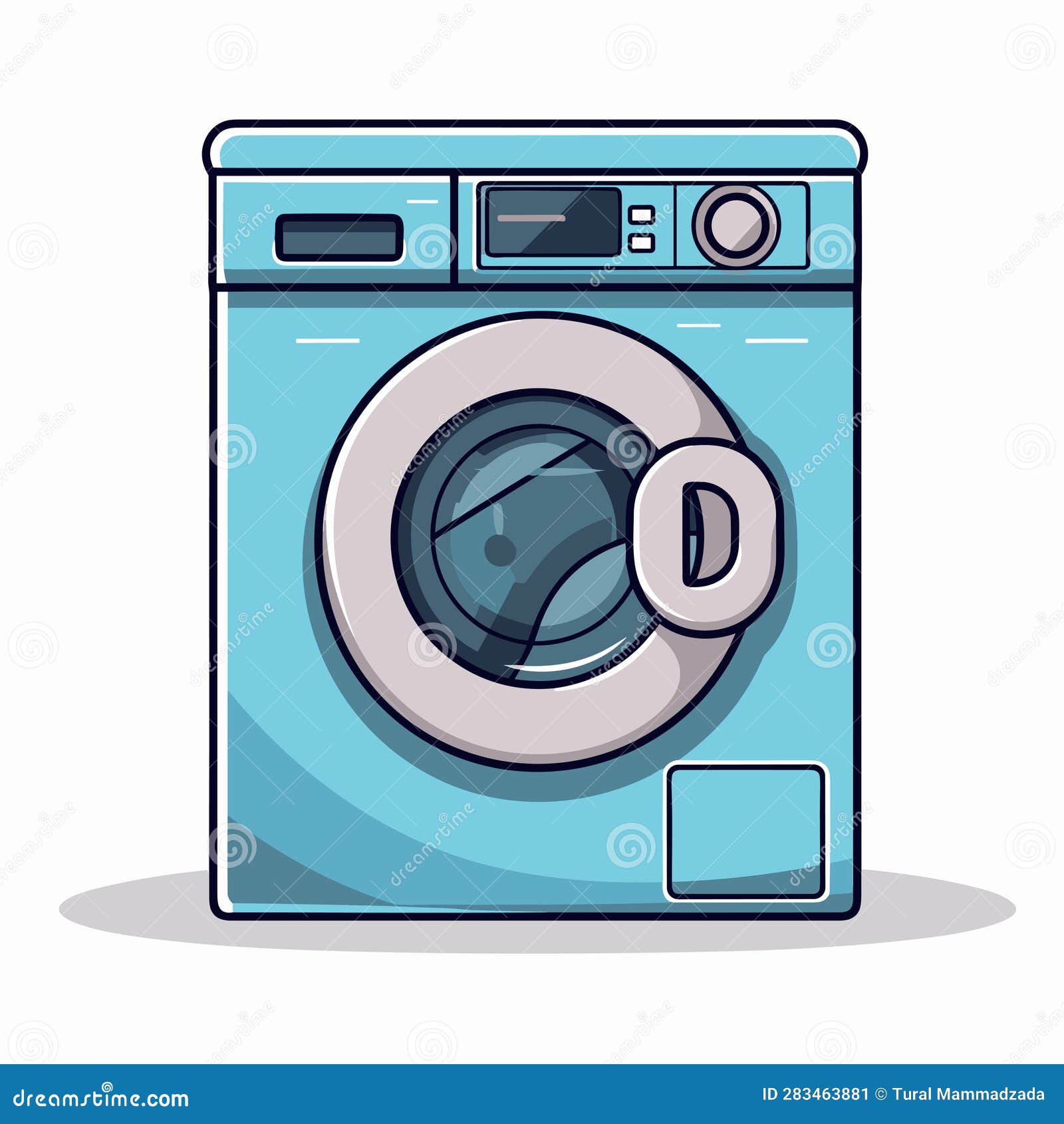 Vector of a Blue Washing Machine with a Button on the Front Stock ...