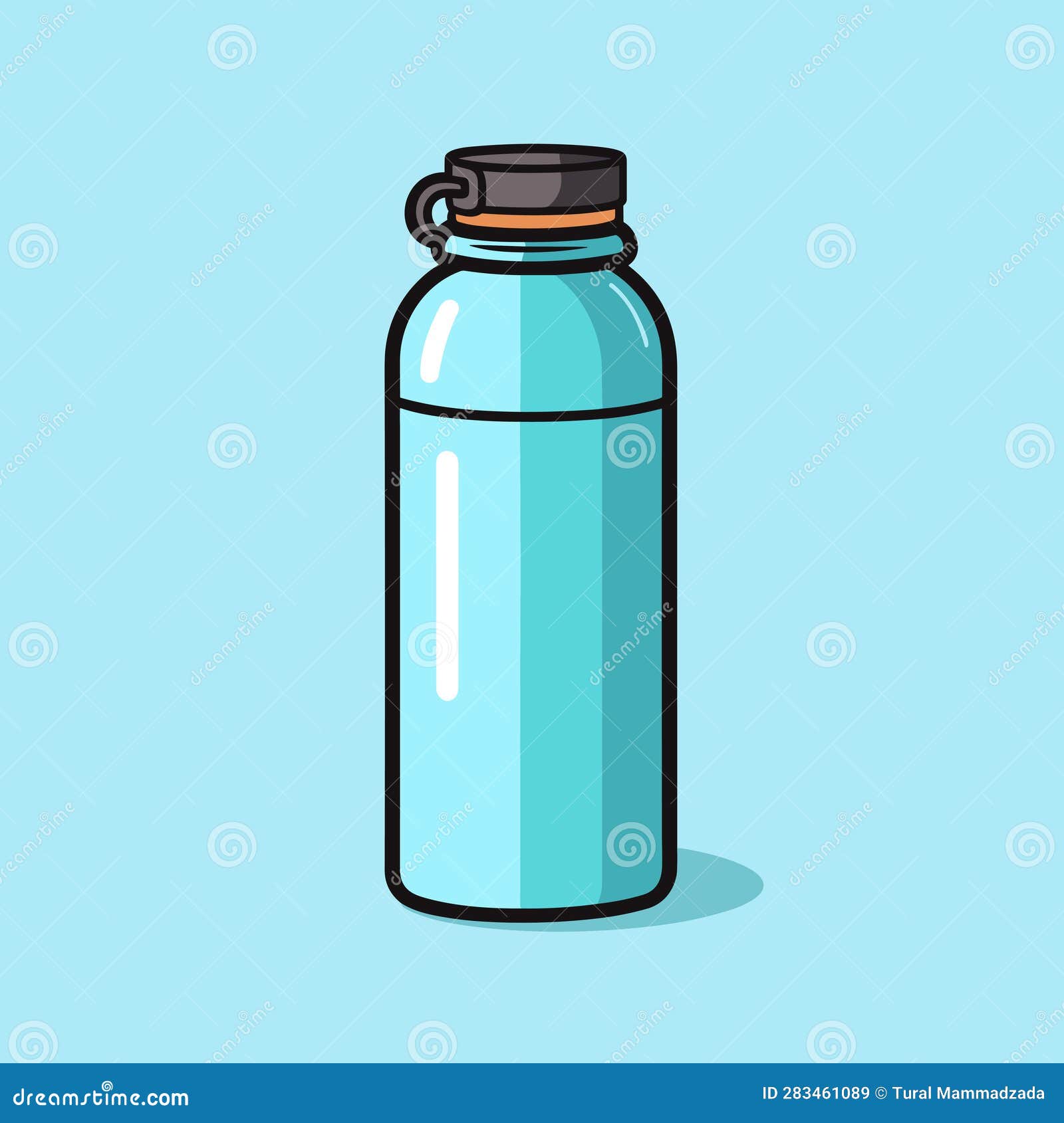 Vector of a Blue Water Bottle with a Black Lid Stock Vector ...