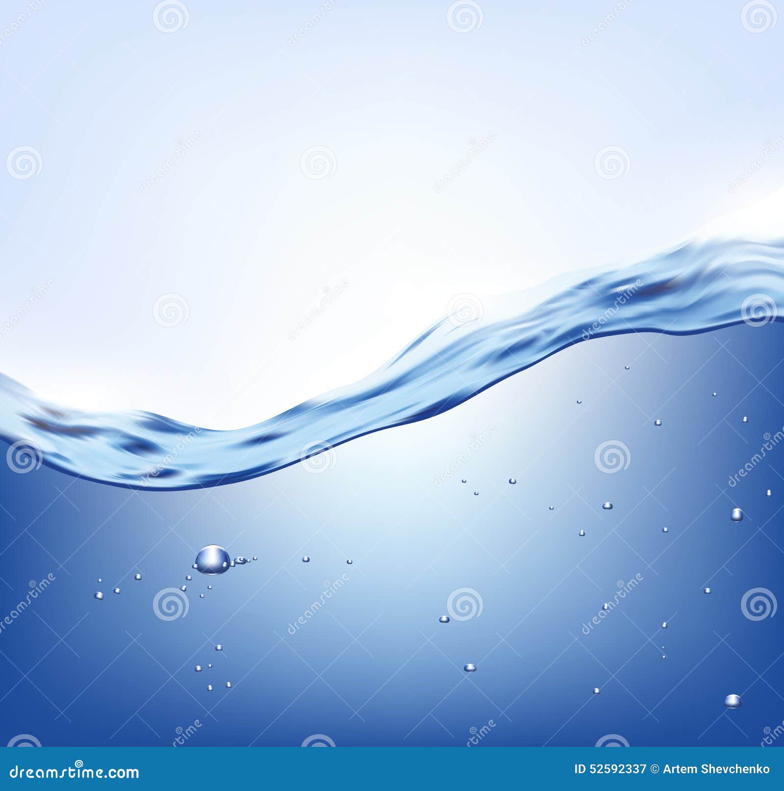 Vector blue water wave stock vector. Illustration of bubbles - 52592337