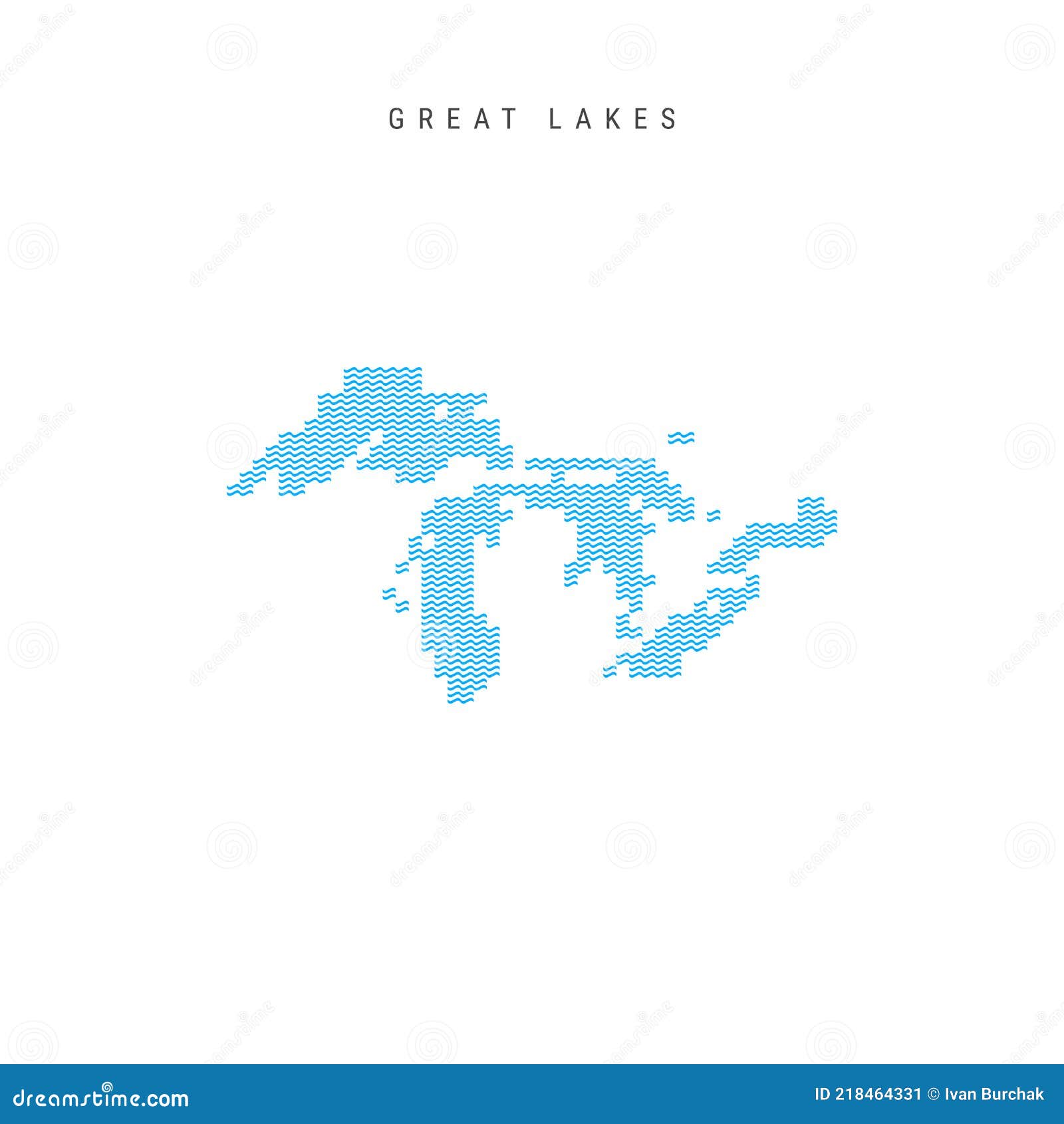 Vector Blue Wave Pattern Map of All the Great Lakes of North America ...