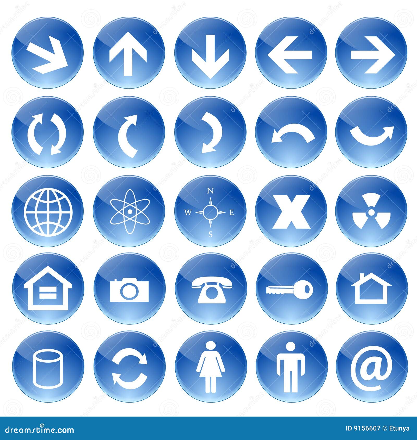 Vector blue web icons set stock vector. Illustration of computer - 9156607