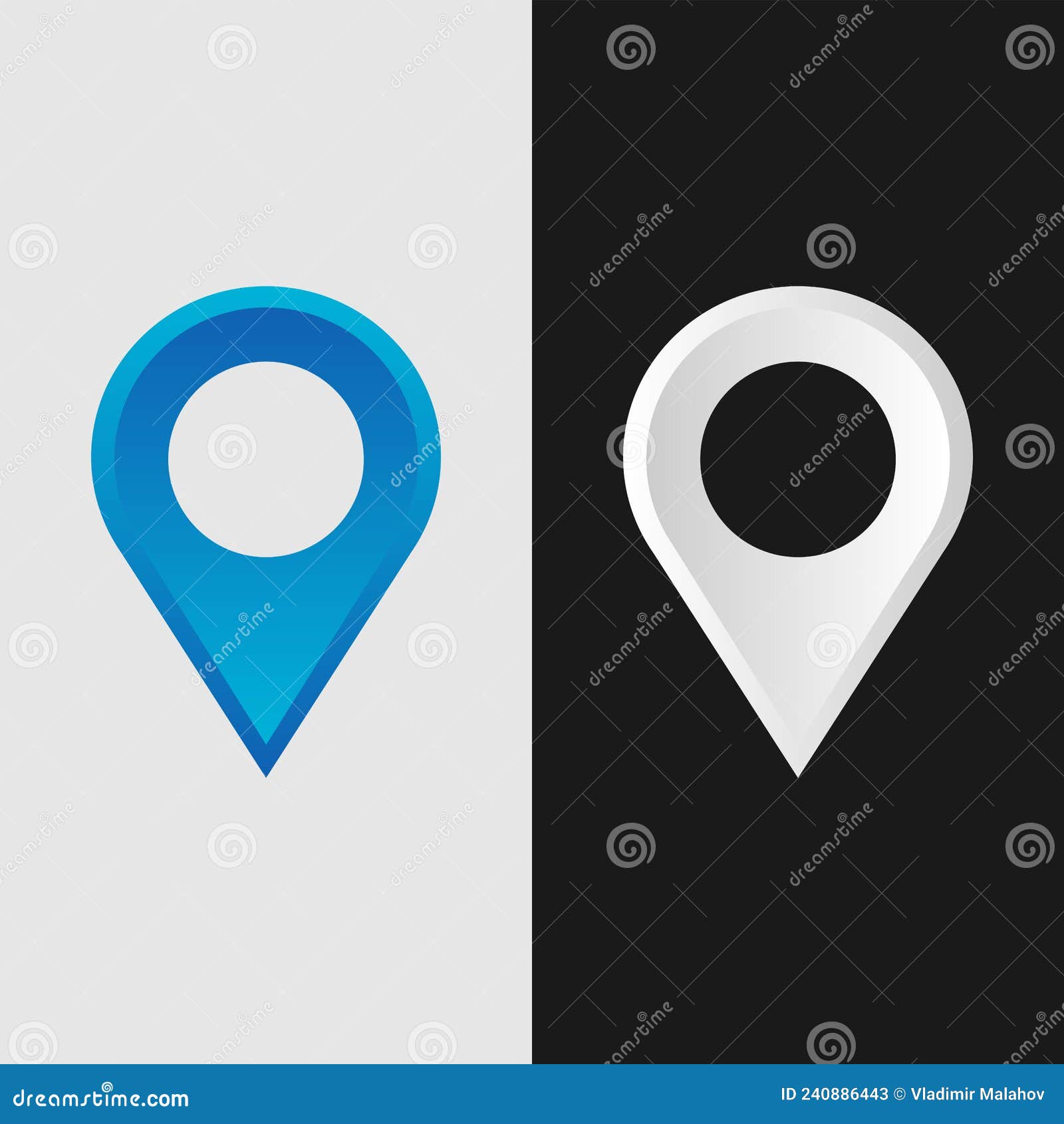 Vector Blue and White Map Pin Icon. Stock Vector - Illustration of ...