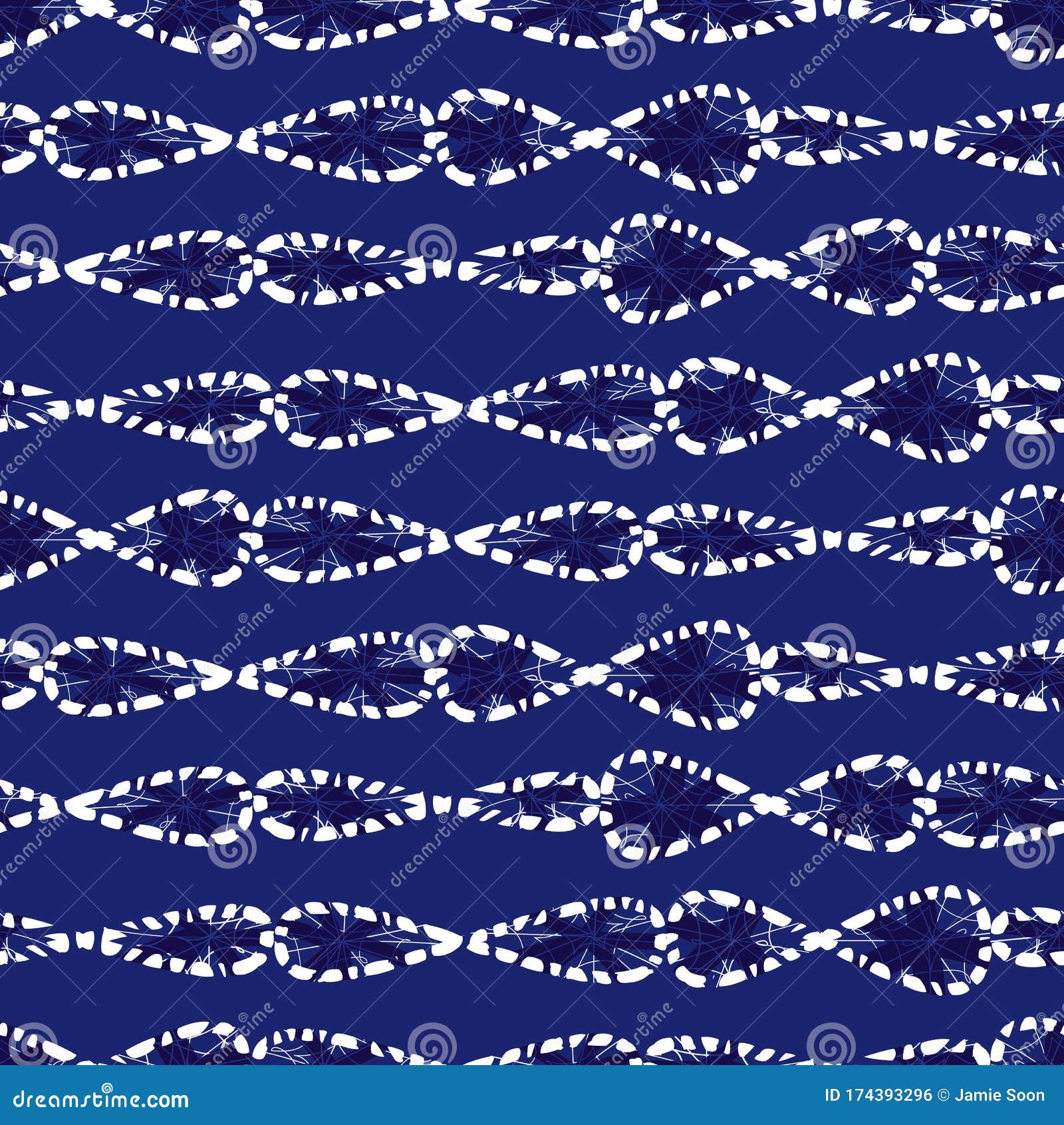 Vector Blue and White Shibori Infiniti Loop Stripes Abstract Pattern ...