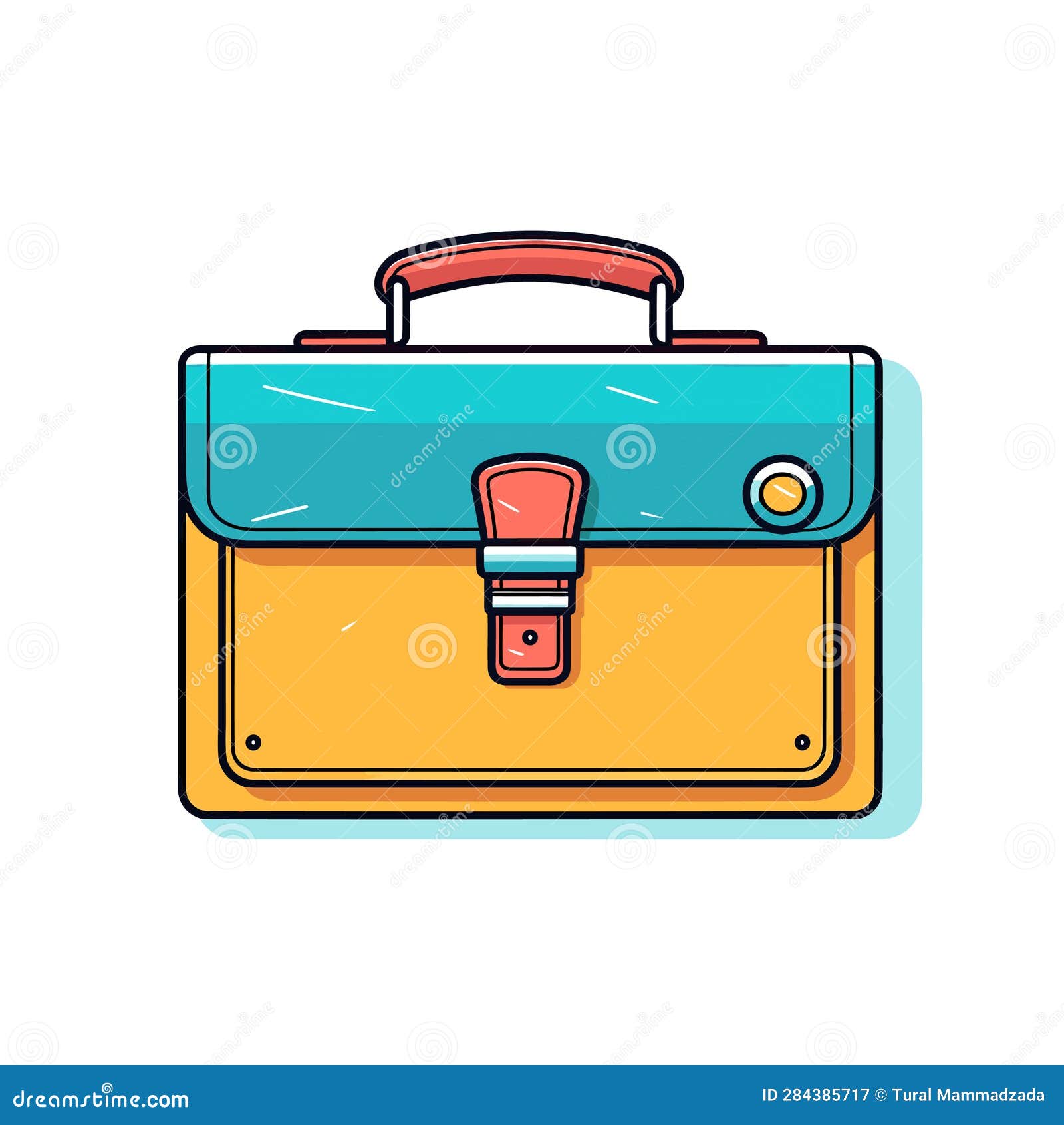 Vector of a Blue and Yellow Briefcase with a Red Handle on a White ...