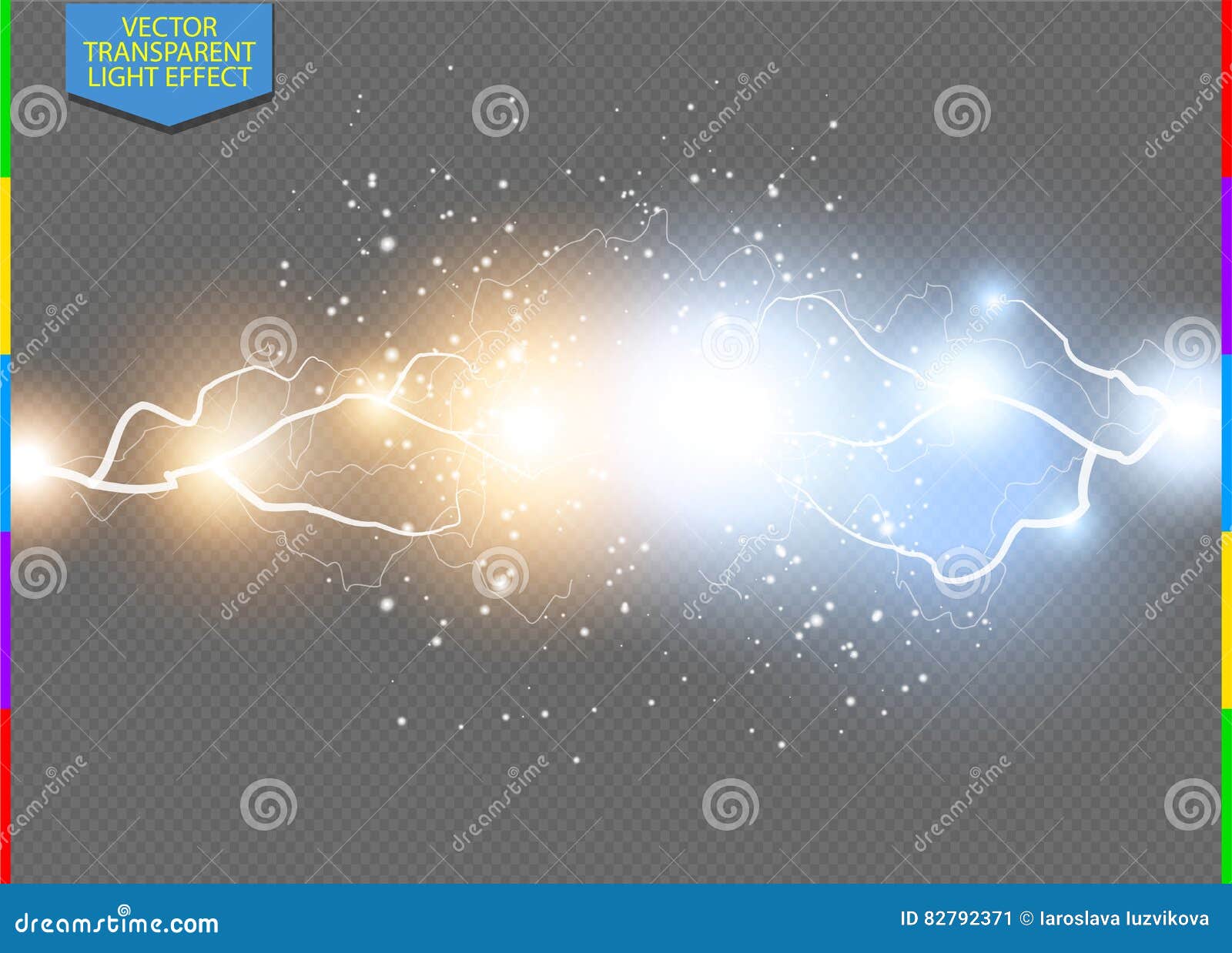 Vector Blue and Yellow Electric Lightning Bolt. Energy Effect ...