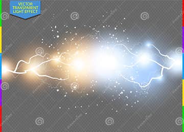 Vector Blue and Yellow Electric Lightning Bolt. Energy Effect ...